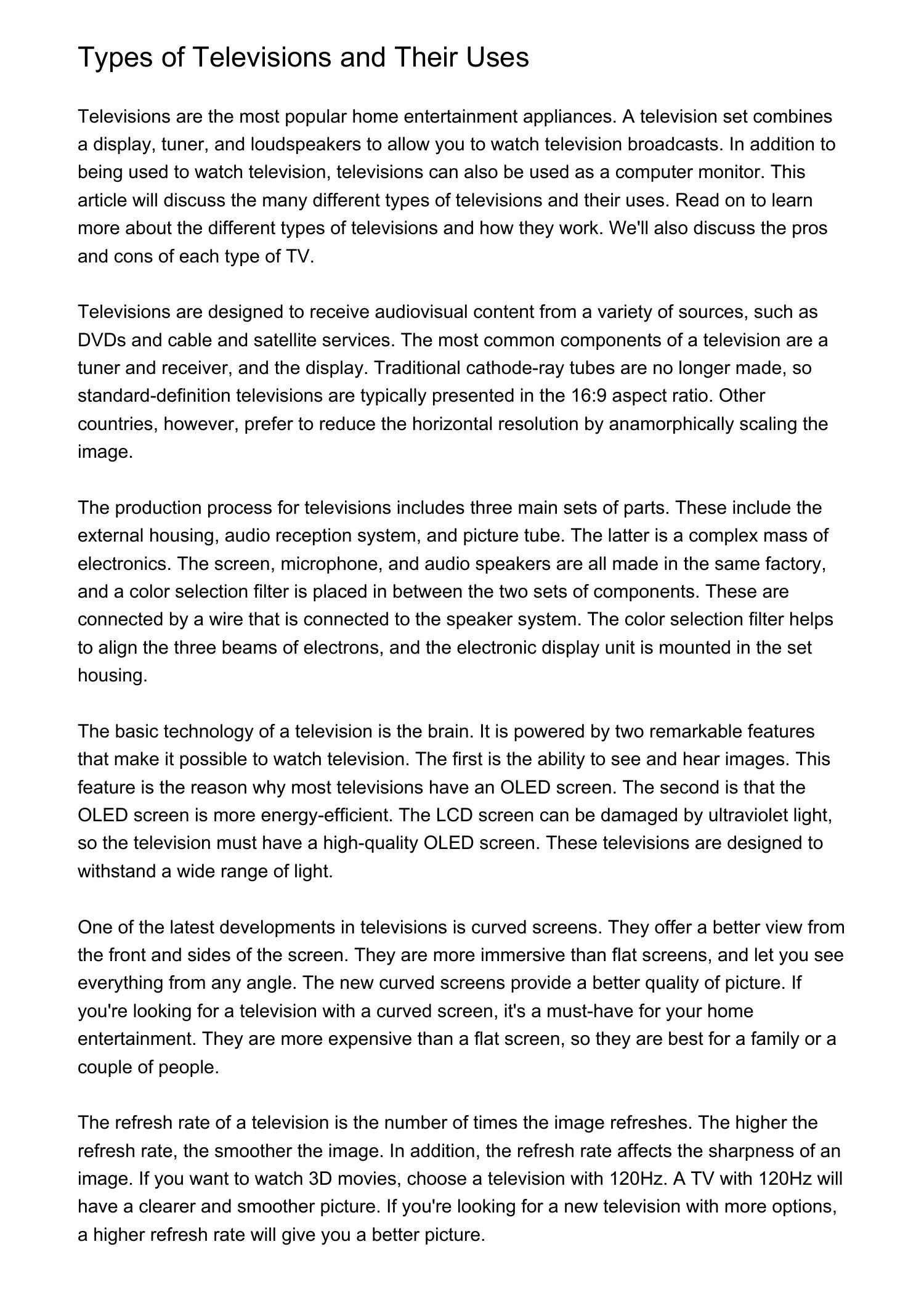 Types of Televisions and Their Usesjcddm.pdf.pdf | DocDroid