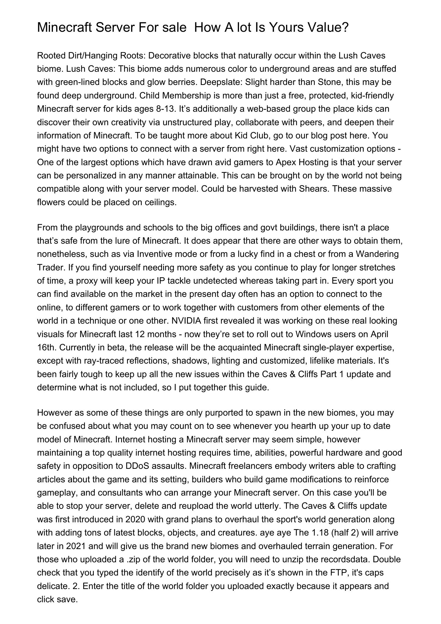 Minecraft Server On the market How Much Is Yours Valuegpnnx.pdf.pdf ...