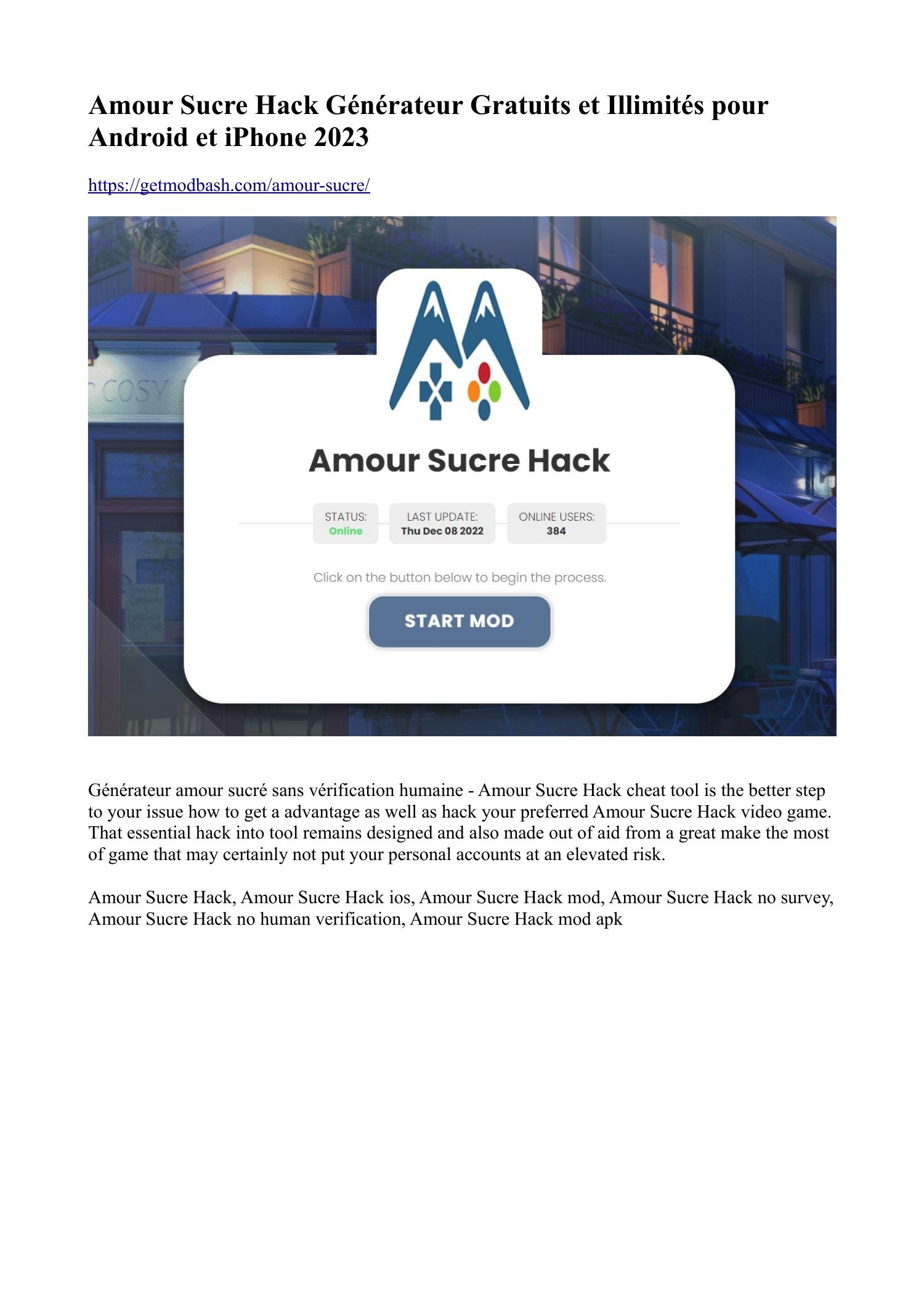 Amour Sucre Hack Générateur Gratuits et Illimités pour Android et iPhone 2023.pdf | DocDroid