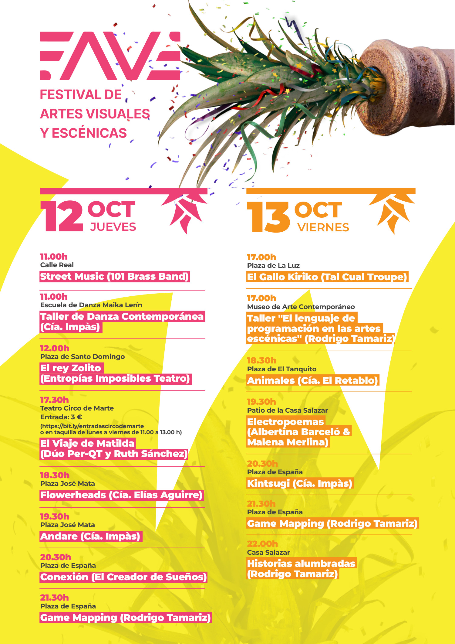 PROGRAMA FAVE 2023 actuaciones y horarios.pdf | DocDroid