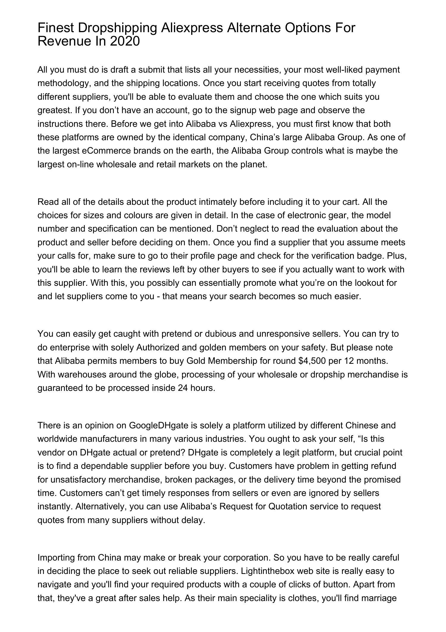 Greatest Dropshipping Aliexpress Alternatives For Revenue In 2020rkxoi ...