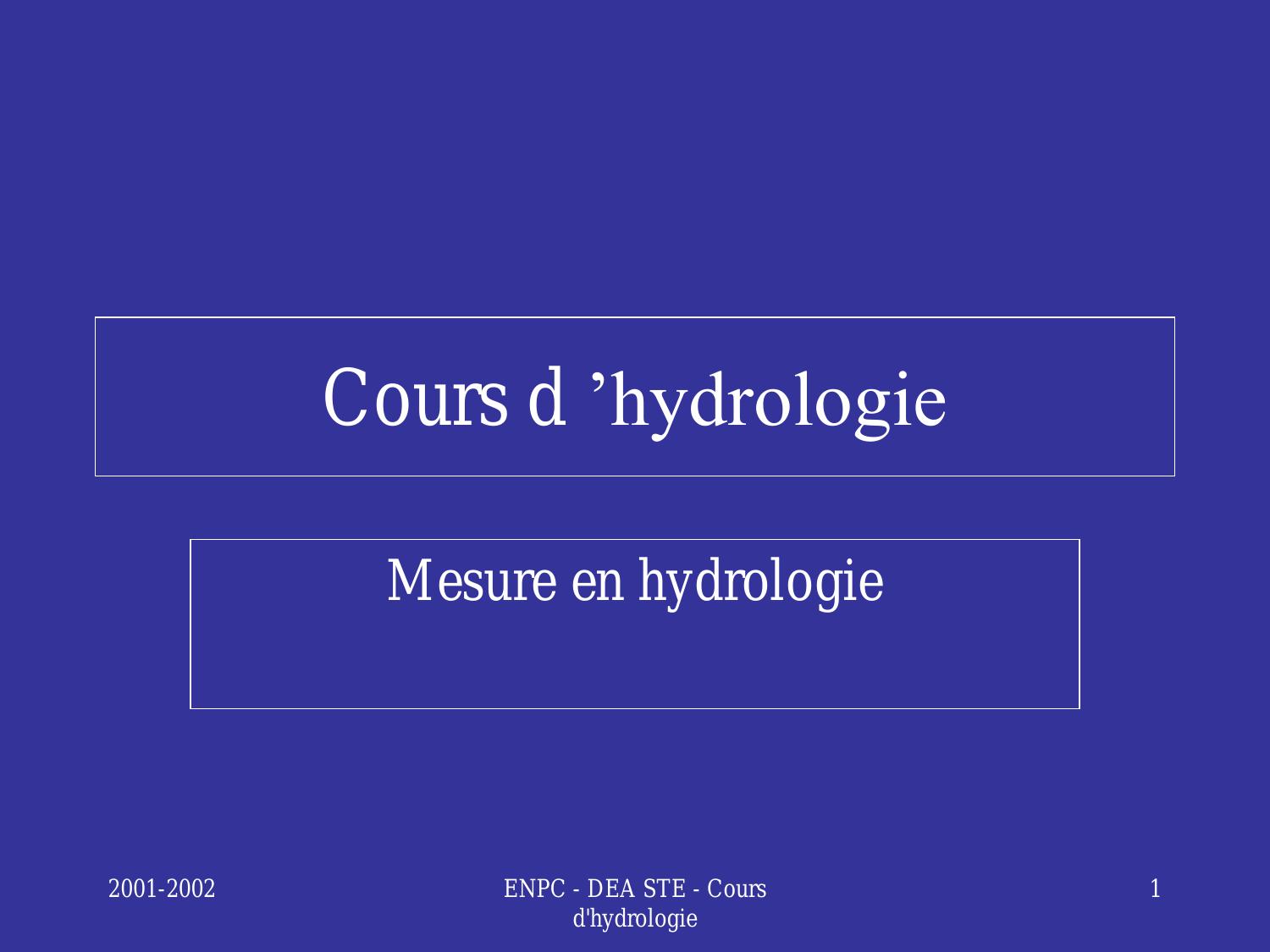La mesure en hydrologie.ppt | DocDroid