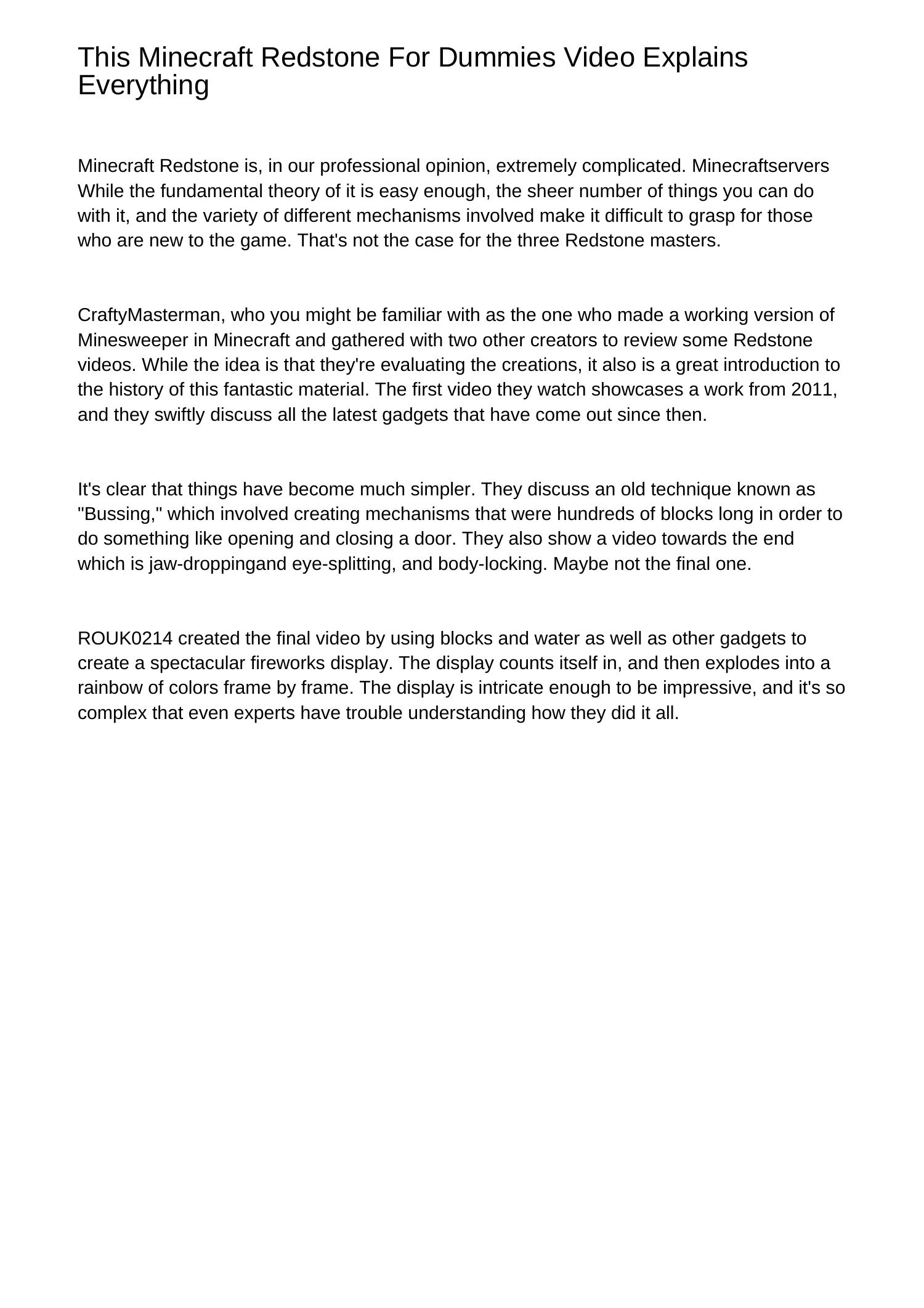 This Minecraft Redstone For Dummies Video Explains Everythinglkryx.pdf.pdf | DocDroid