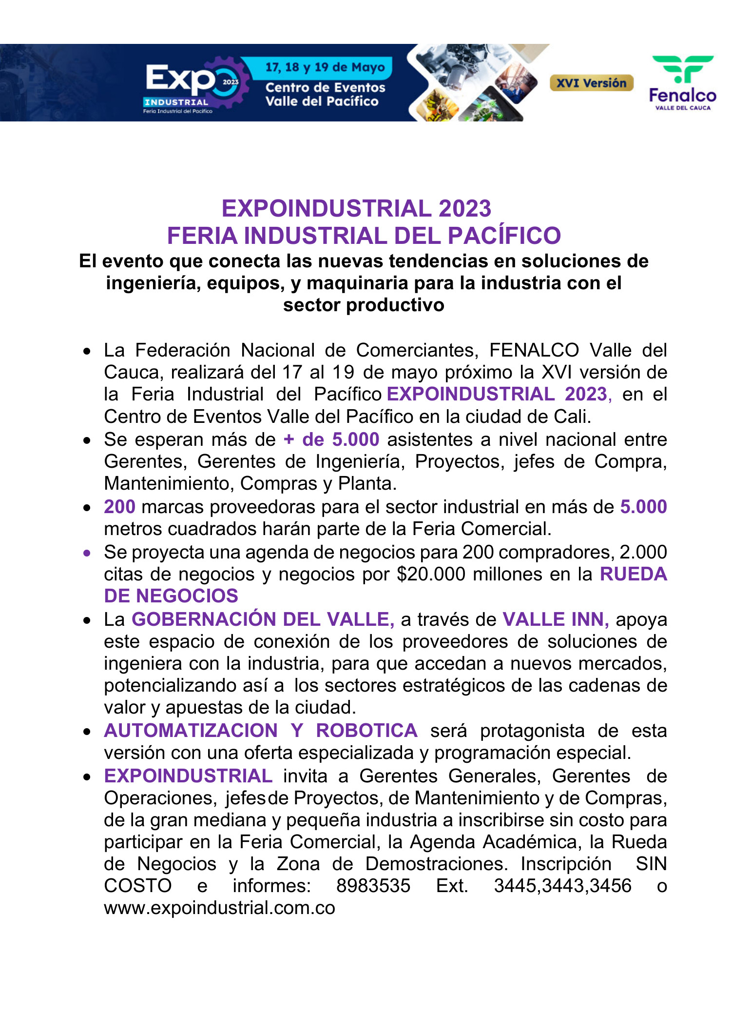 BOLETIN DE PRENSA MAYO 2023 EXPOINDUSTRIAL.pdf | DocDroid