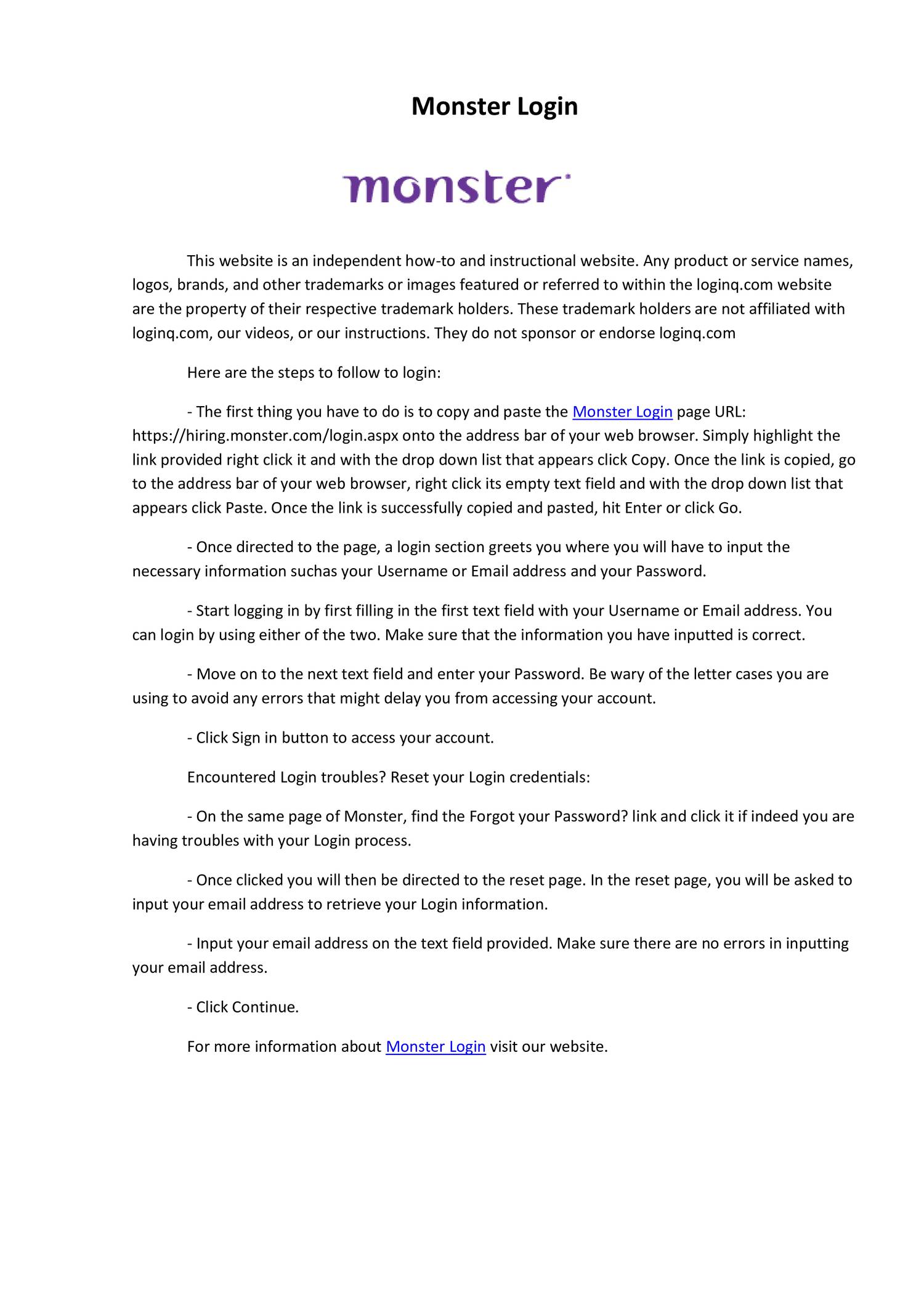 Monster Login.pdf | DocDroid