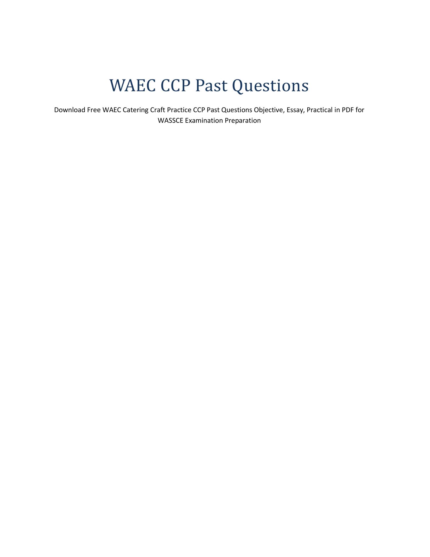 WAEC Catering Craft Past Questions.pdf | DocDroid