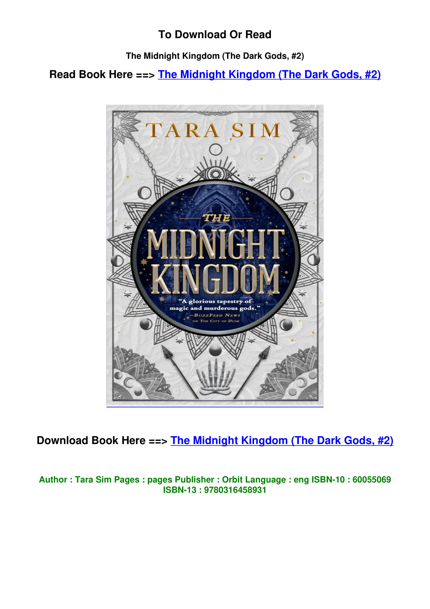 EPub DOWNLOAD The Midnight Kingdom The Dark Gods 2 By Tara Sim.pdf | DocDroid