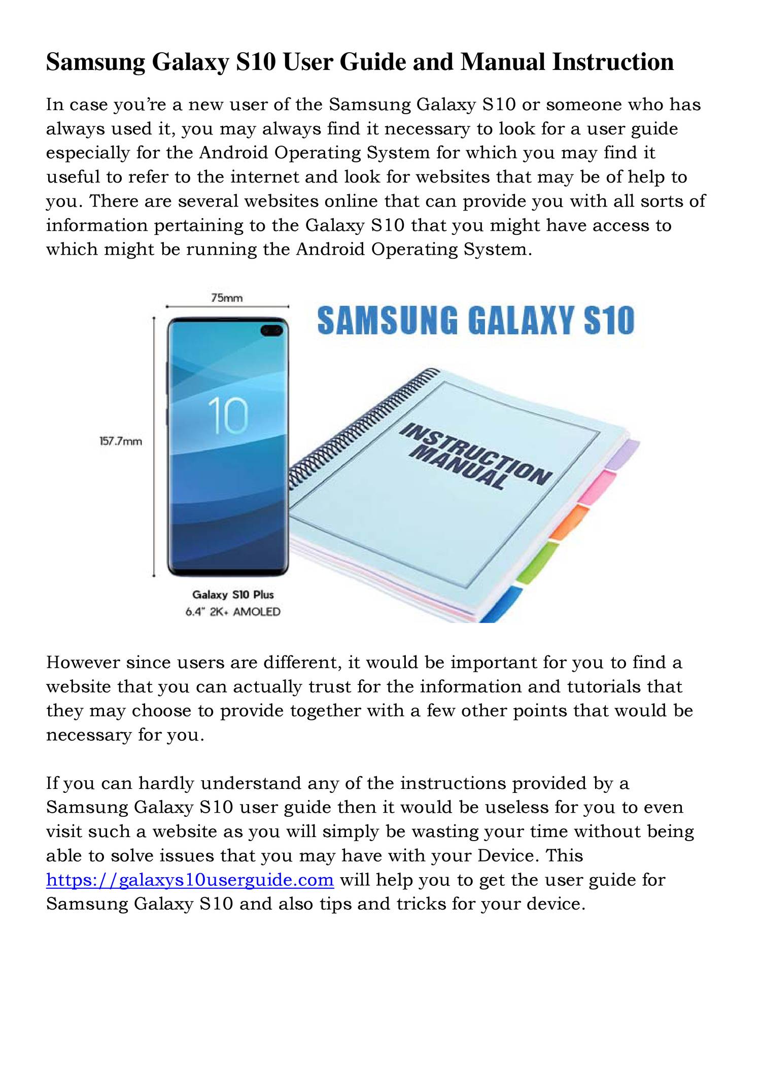Samsung Galaxy S10 User Guide.pdf | DocDroid