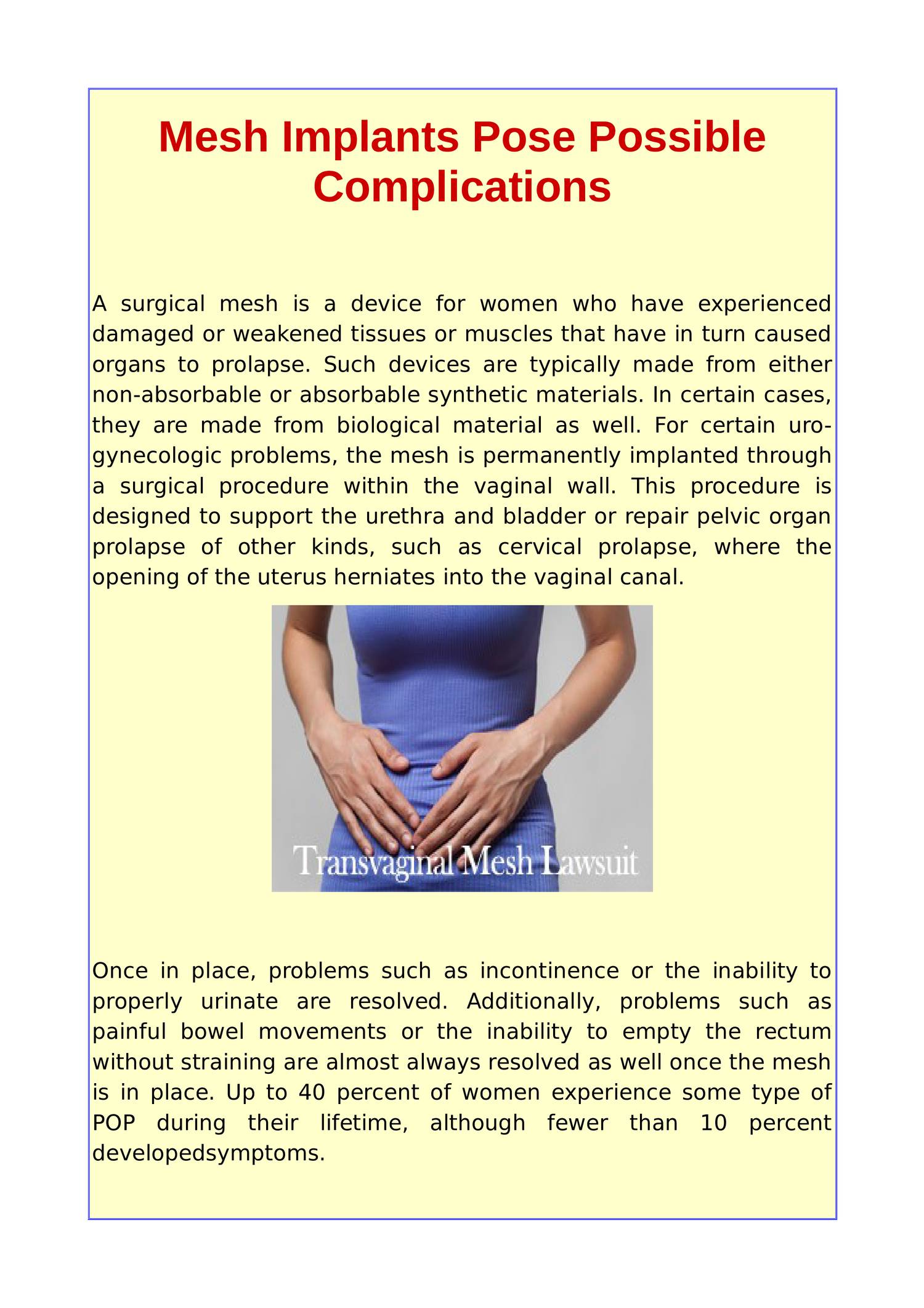 Mesh Implants Pose Possible Complications.pdf | DocDroid