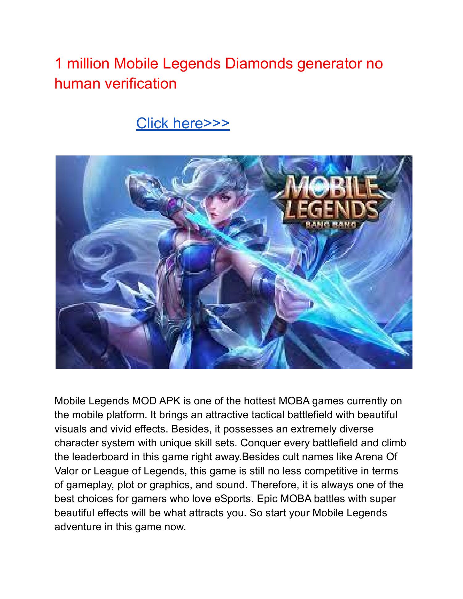 1 million Mobile Legends Diamonds generator no human verification.pdf ...