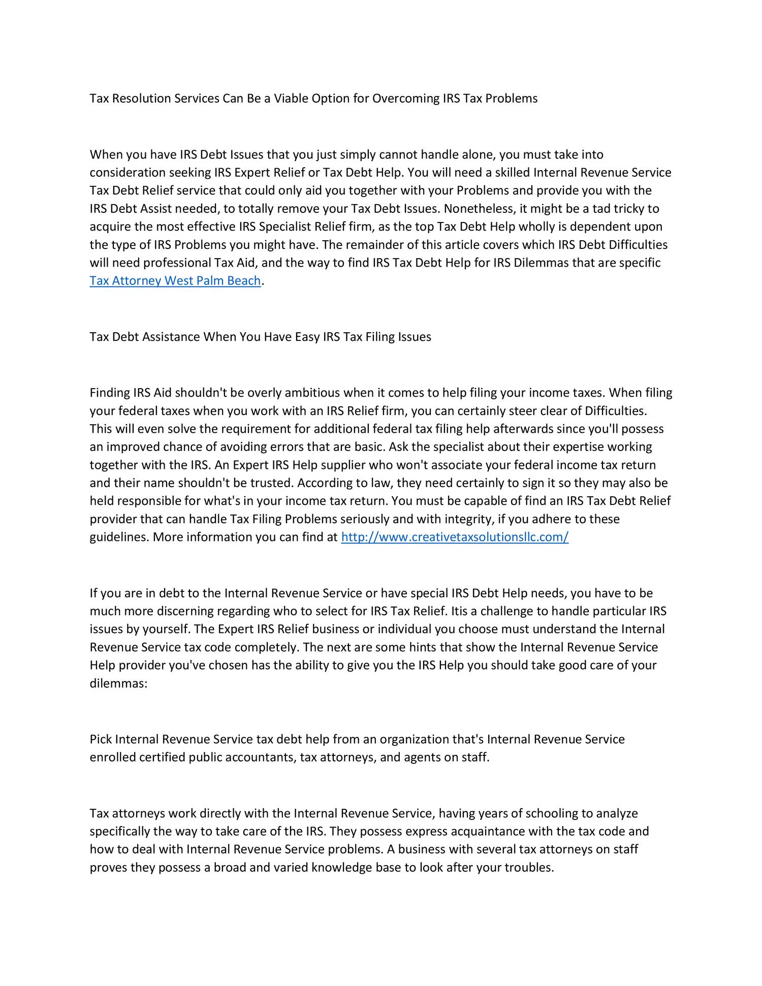 Tax Resolution Services Can Be a Viable Option for Overcoming IRS Tax ...