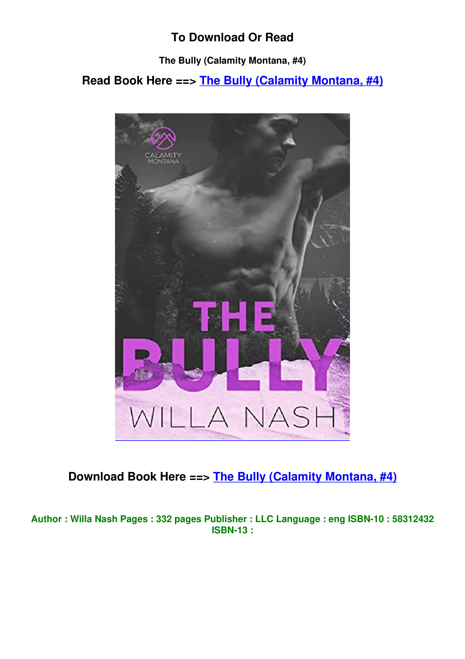 DOWNLOAD pdf The Bully Calamity Montana 4 By Willa Nash.pdf | DocDroid