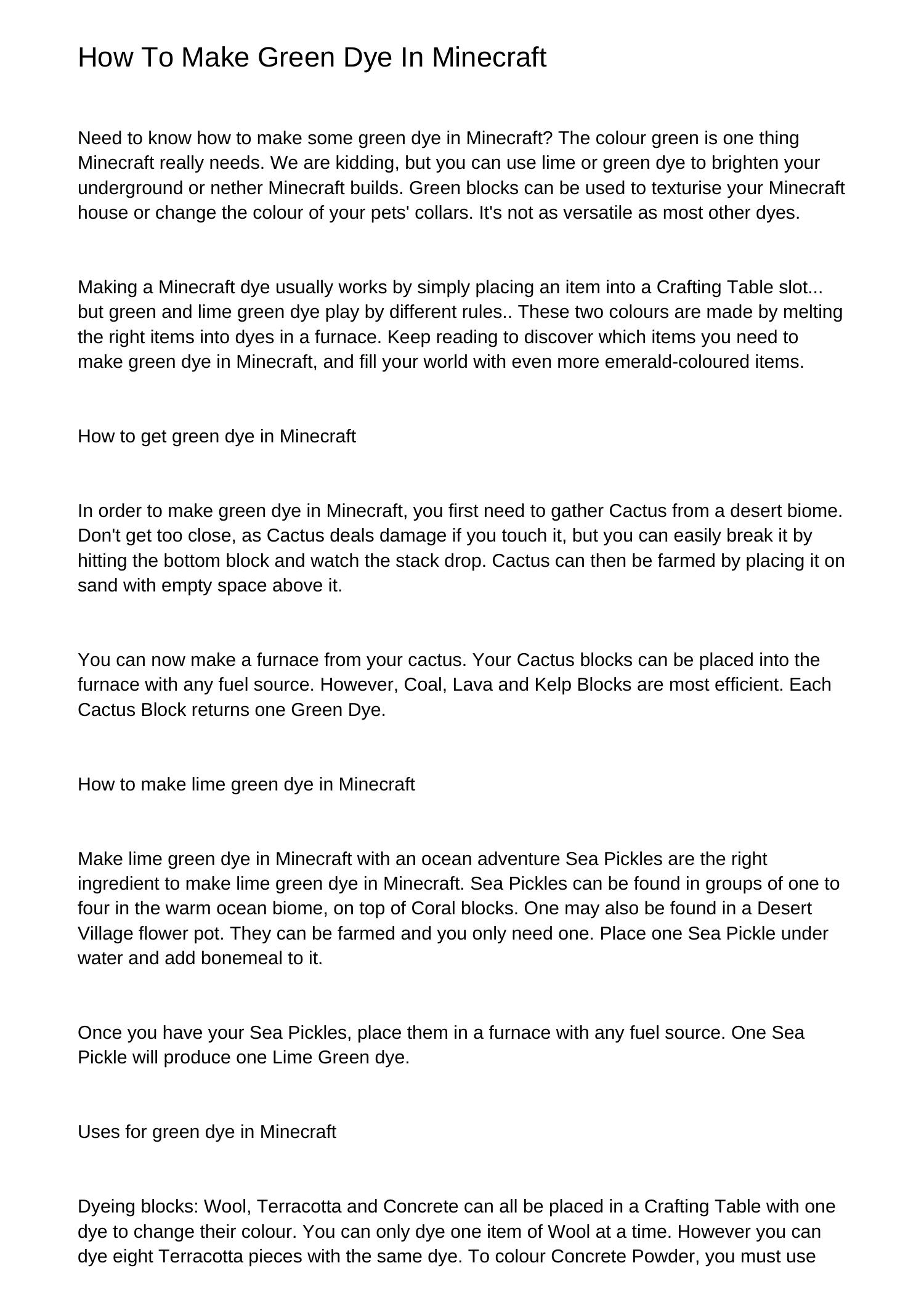 How To Make Green Dye In Minecraftecvkc.pdf.pdf | DocDroid