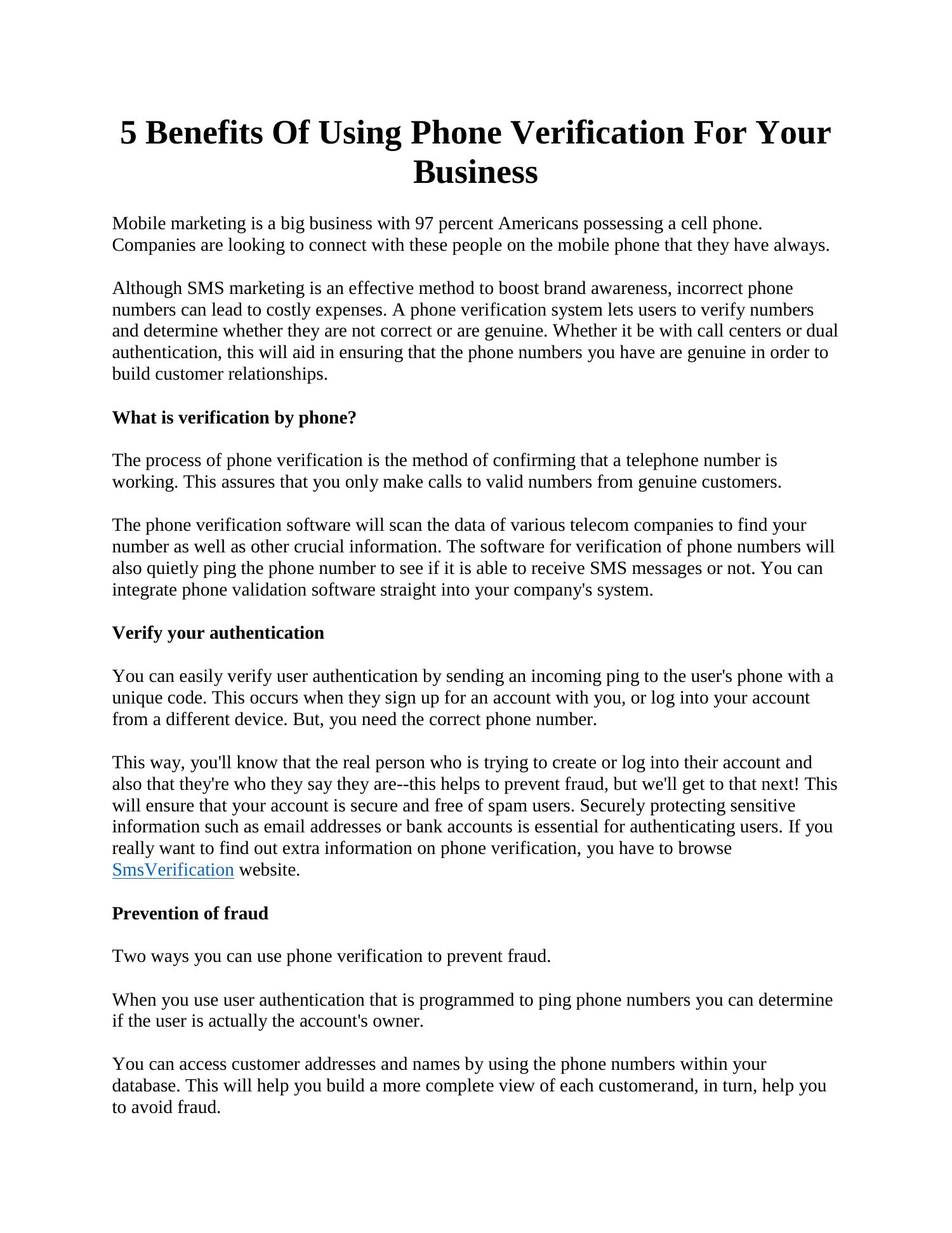 5 Benefits Of Using Phone Verification For Your Business.pdf | DocDroid