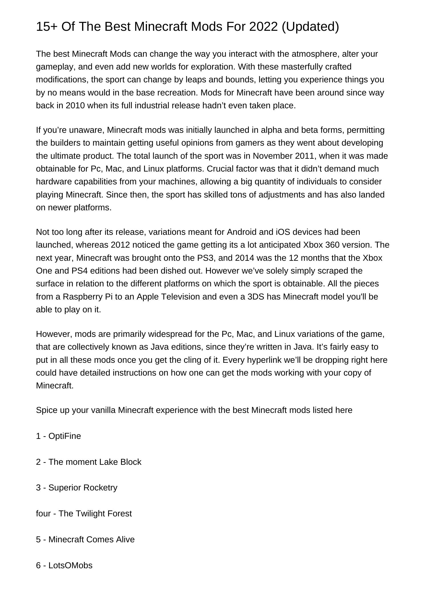 15 Best Minecraft Mods For 2022 Updatedpqvbd.pdf.pdf | DocDroid