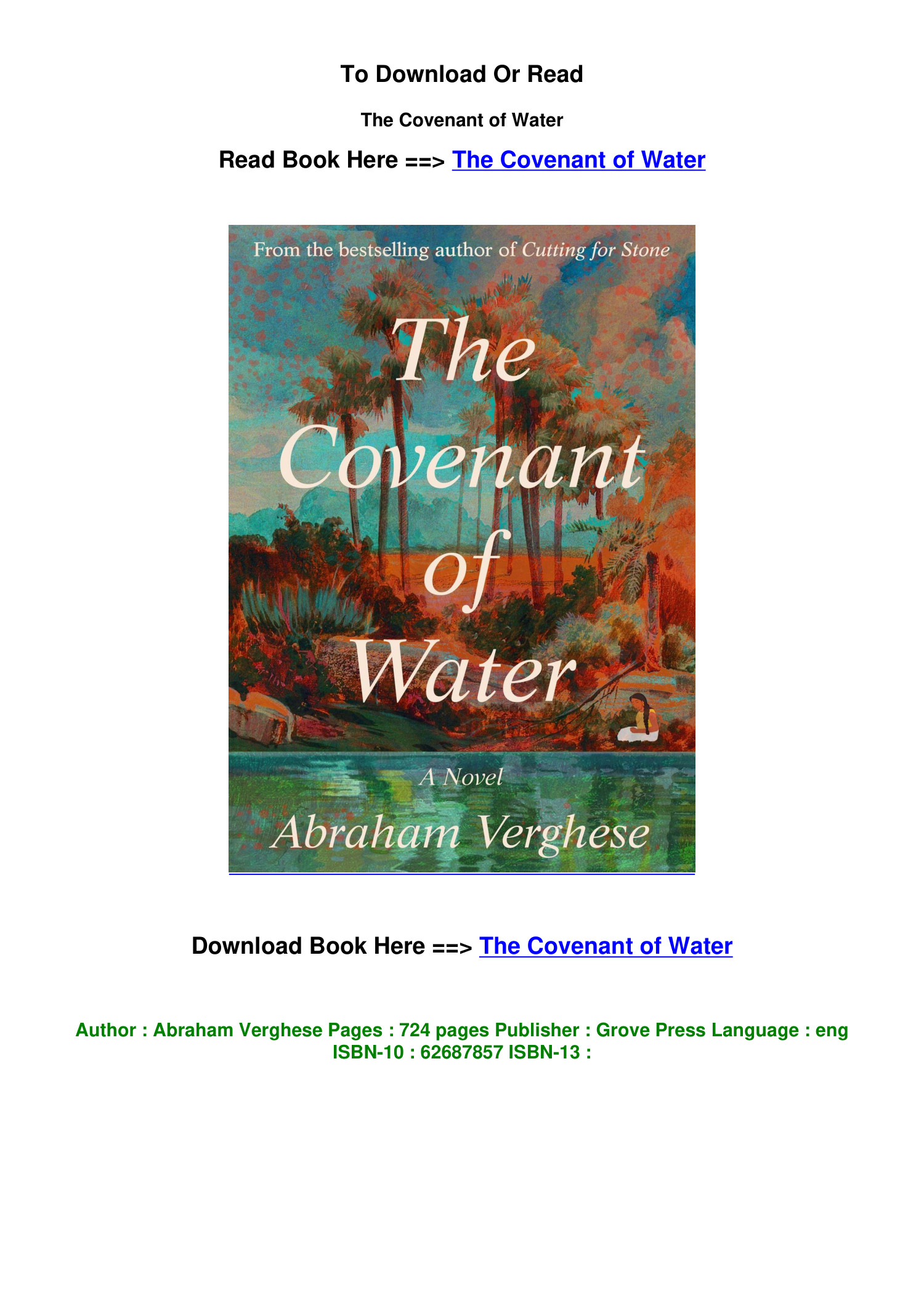 Pdf DOWNLOAD The Covenant of Water By Abraham Verghese.pdf | DocDroid