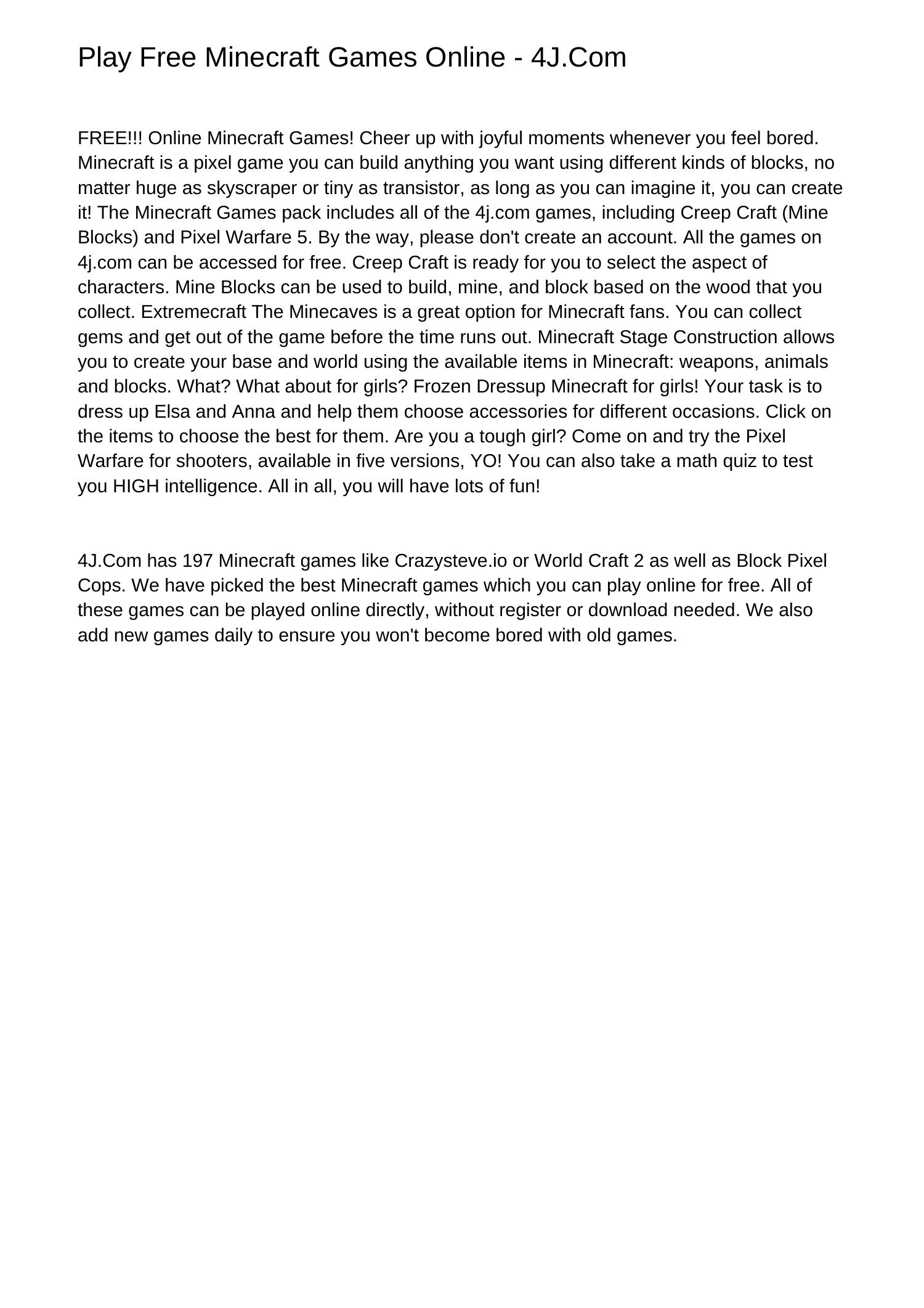 Play Free Minecraft Games Online 4JCombdzpa.pdf.pdf | DocDroid