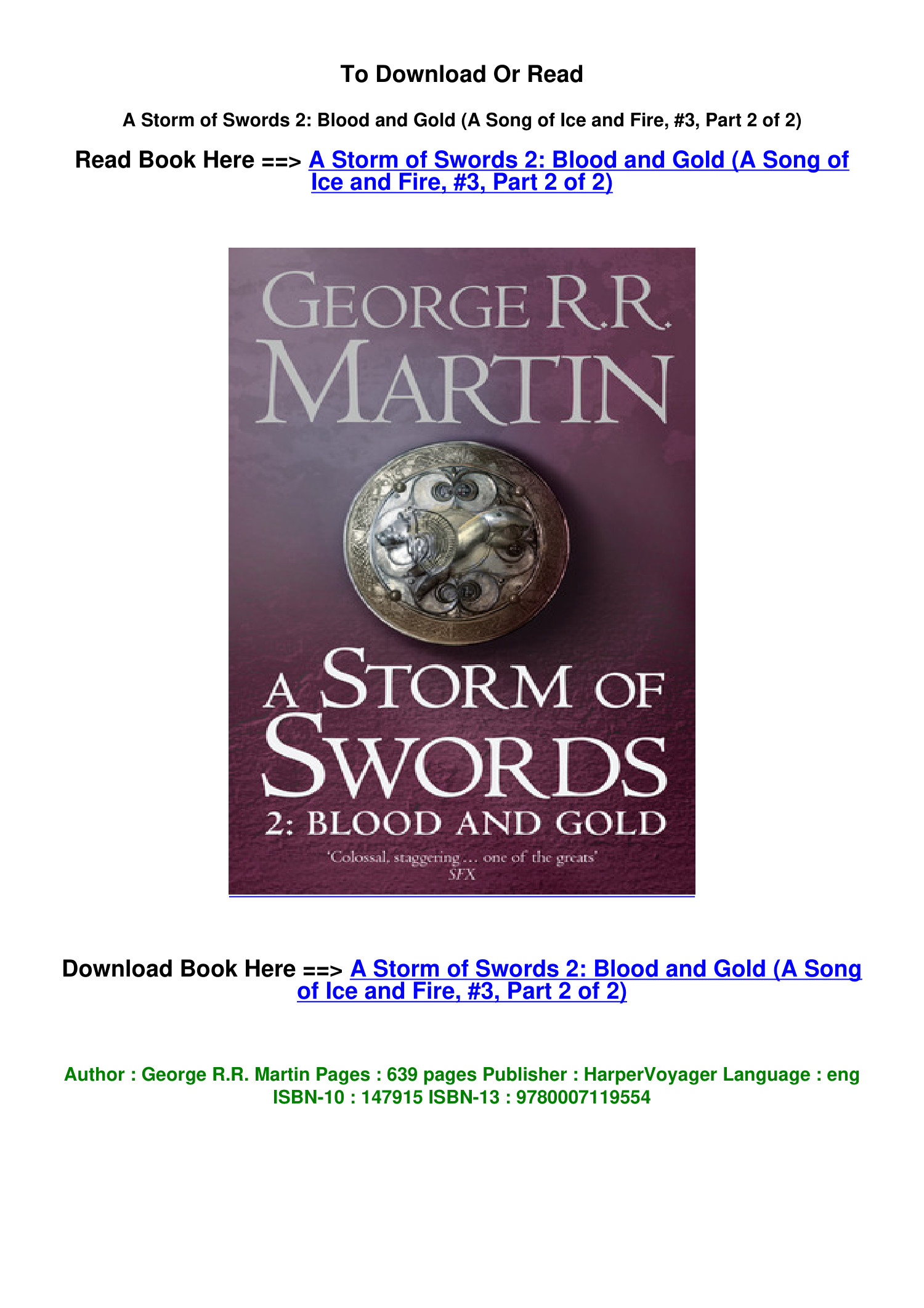download pdf A Storm of Swords 2 Blood and Gold A Song of Ice and Fire 3 .pdf | DocDroid