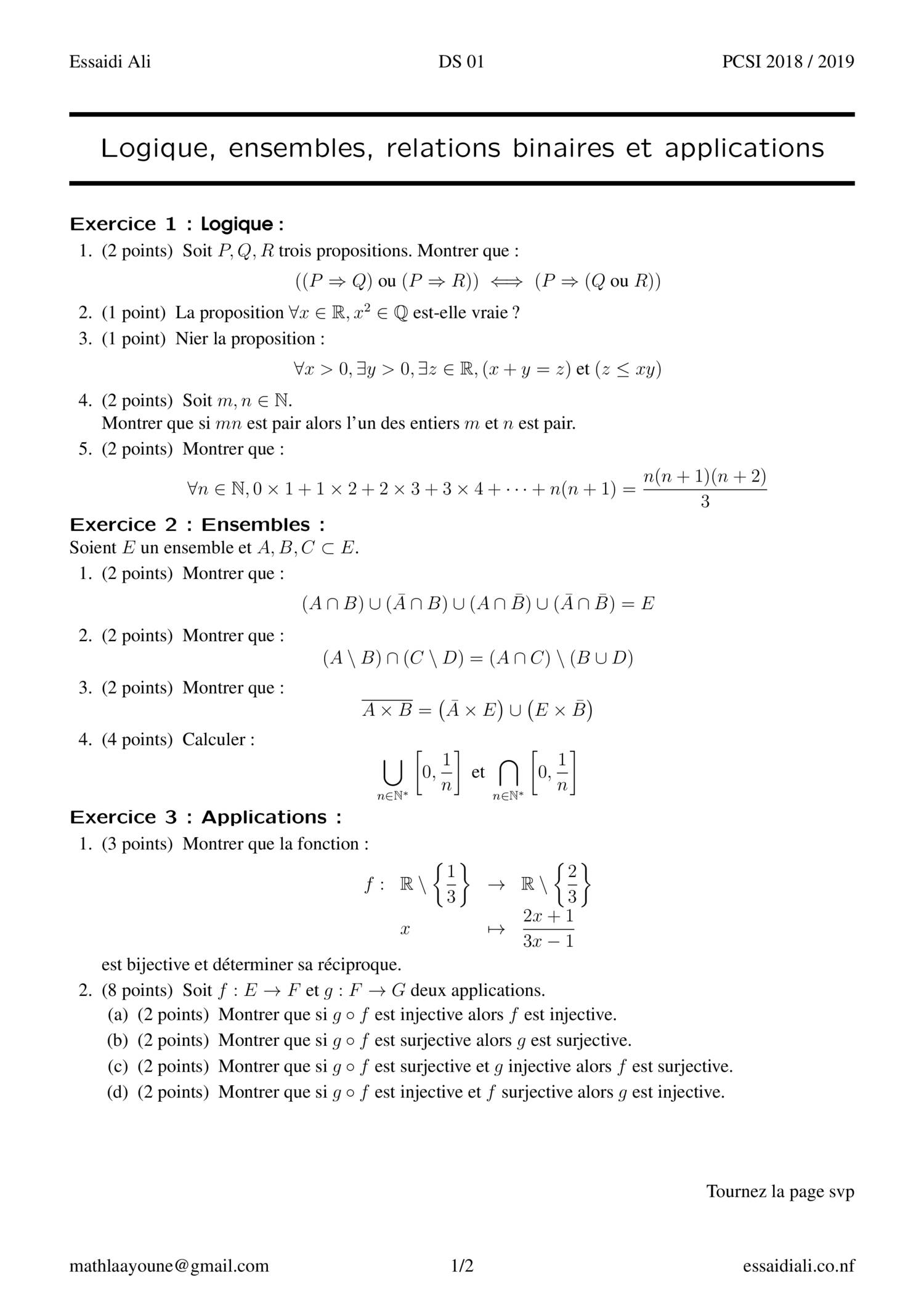 ensemble application relation exercice