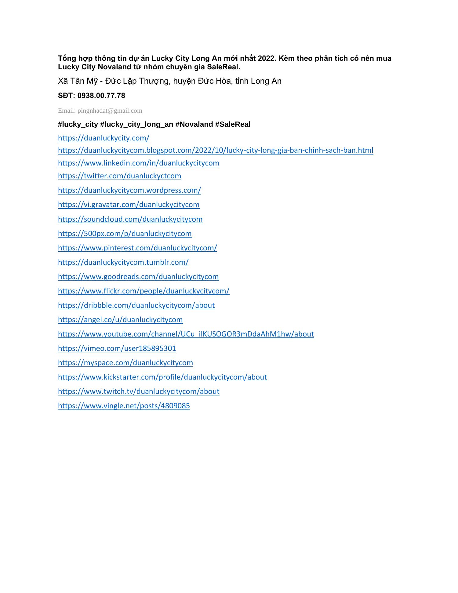 Tổng hợp thông tin dự án Lucky City Long An mới nhất 2022.docx | DocDroid