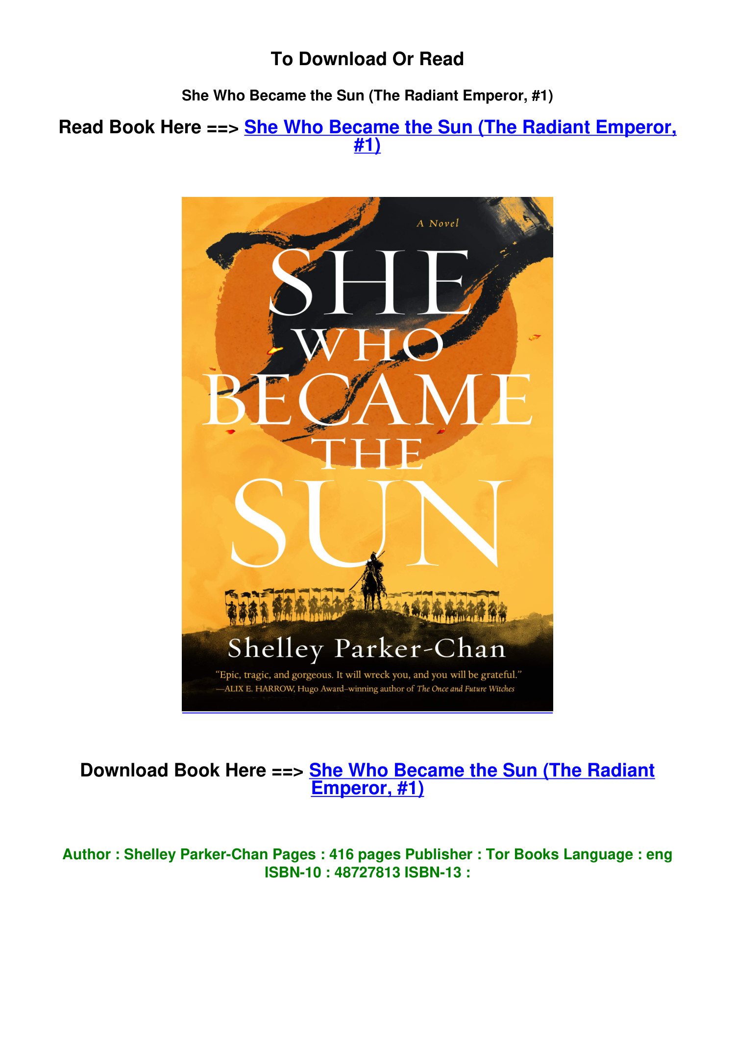 pdf download She Who Became the Sun The Radiant Emperor 1 by Shelley ...