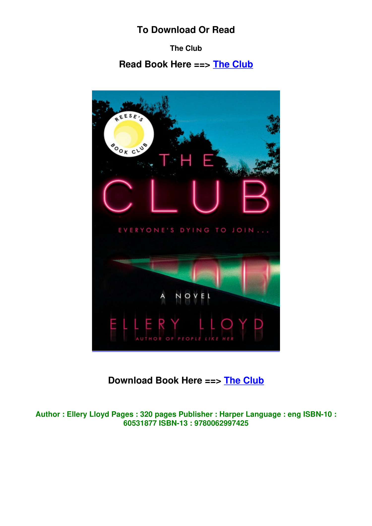 DOWNLOAD PDF The Club BY Ellery Lloyd.pdf | DocDroid