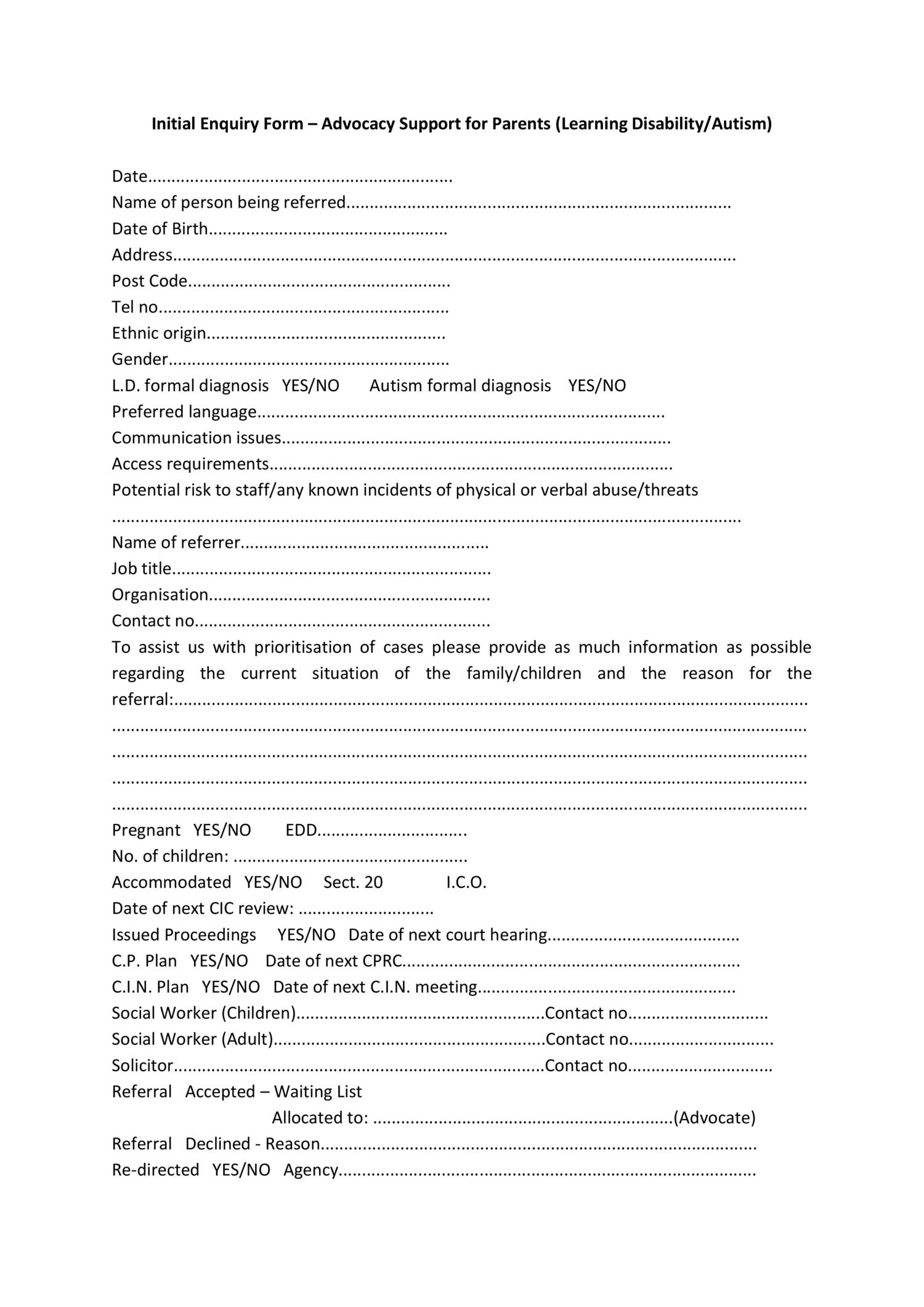 Draft Initial Enquiry Form Family L.D. 2.pdf | DocDroid