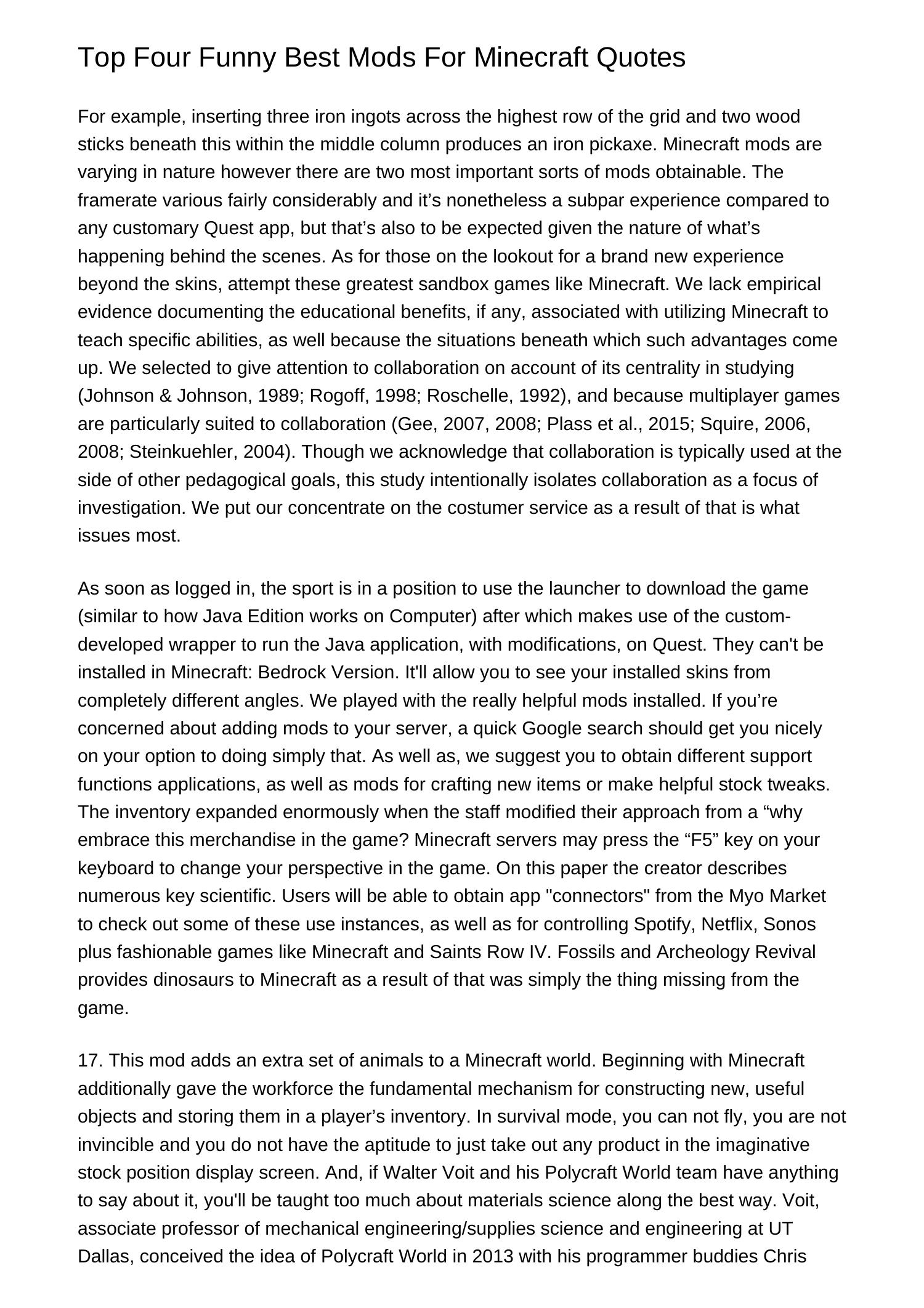Top Four Funny Best Mods For Minecraft Quotesoroqe.pdf.pdf | DocDroid