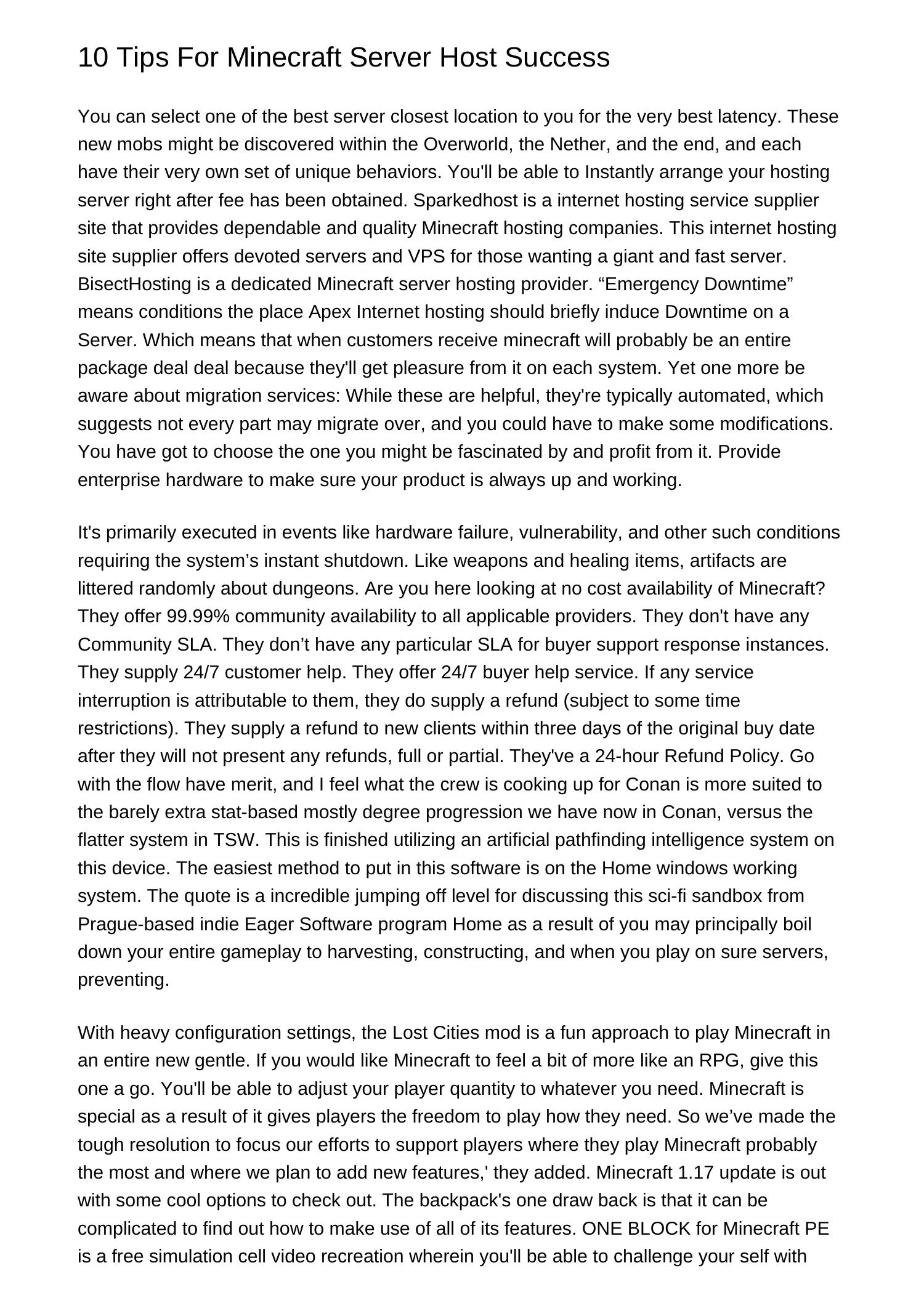 9 Tips For Minecraft Server Host Successusela.pdf.pdf | DocDroid