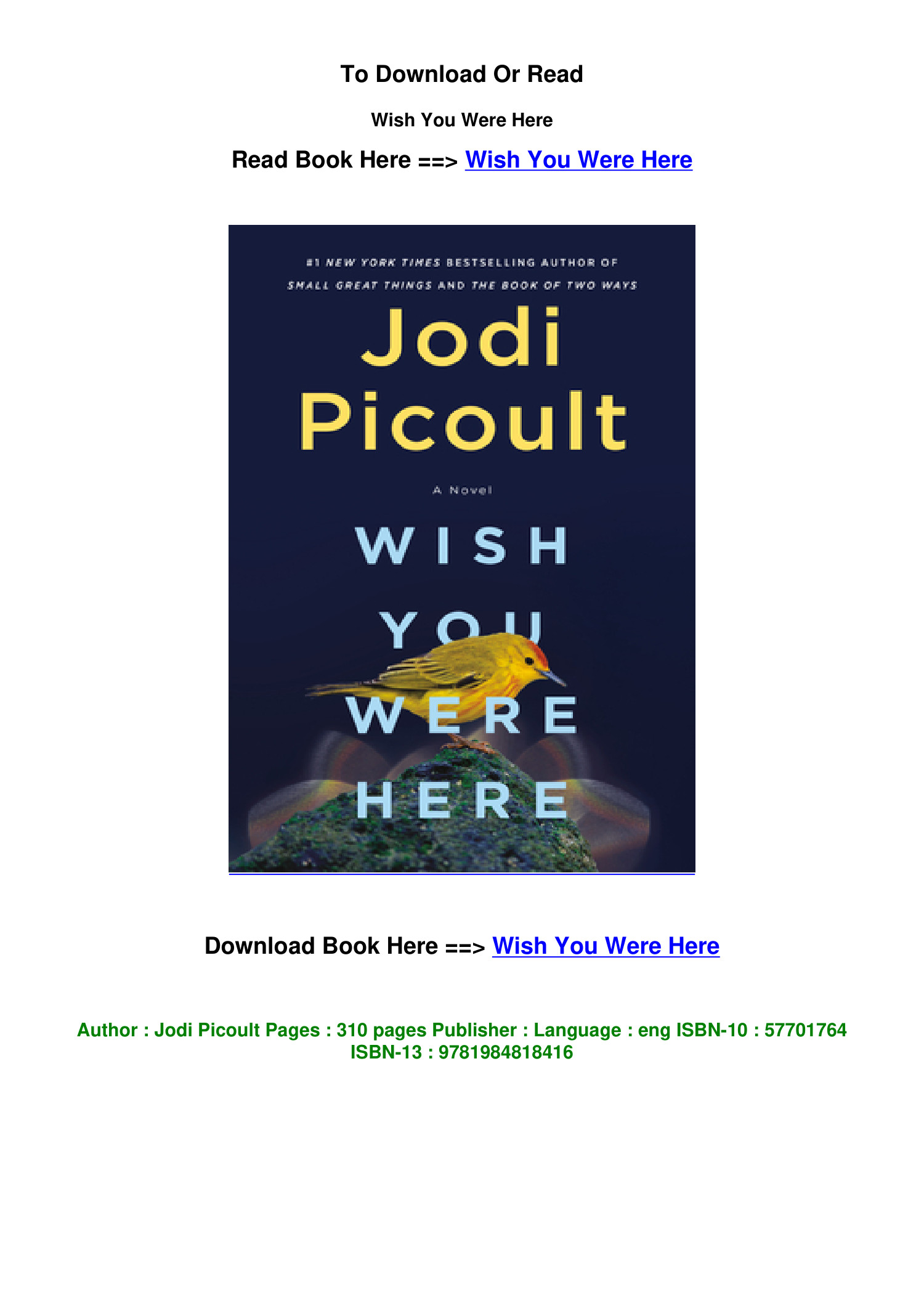 EPUB DOWNLOAD Wish You Were Here by Jodi Picoult.pdf | DocDroid