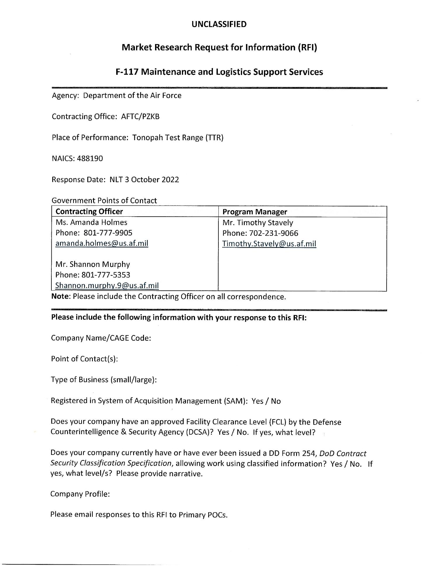 F-117 Maintenance and Logistics Support Services RFI.pdf | DocDroid