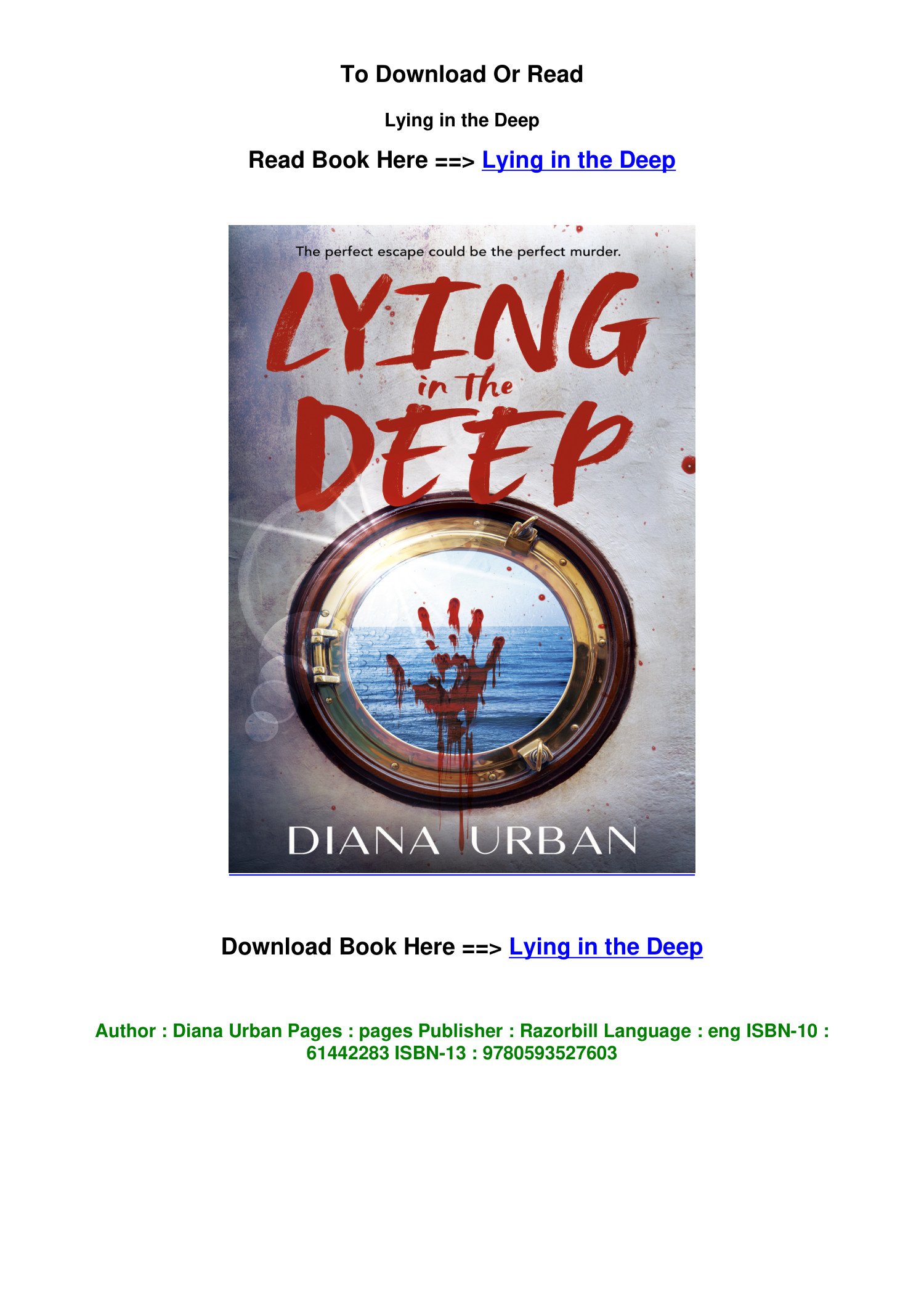 download EPub Lying in the Deep BY Diana Urban.pdf | DocDroid