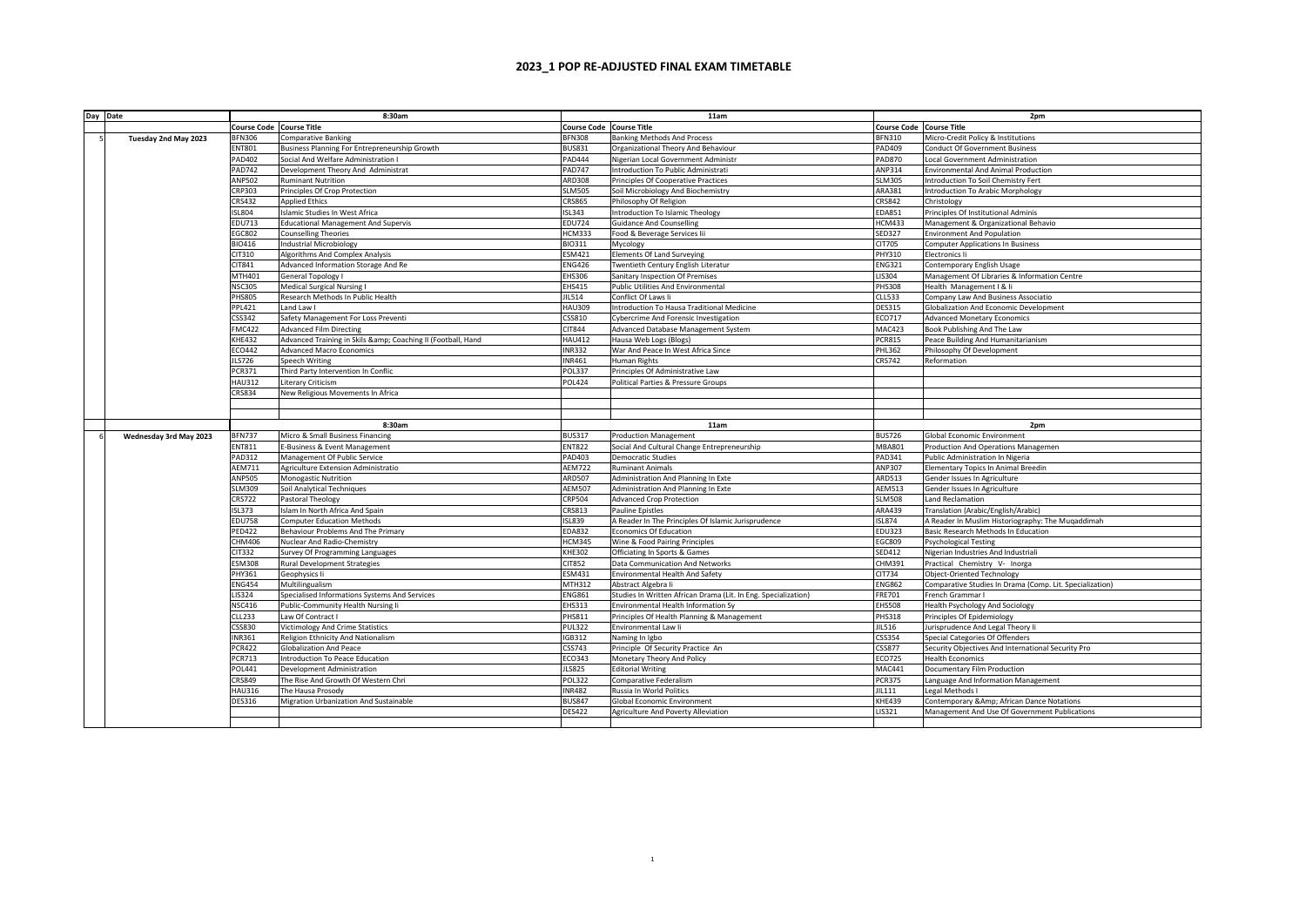 2023_1 READJUSTED POP EXAMS TIMETABLE (1).pdf | DocDroid