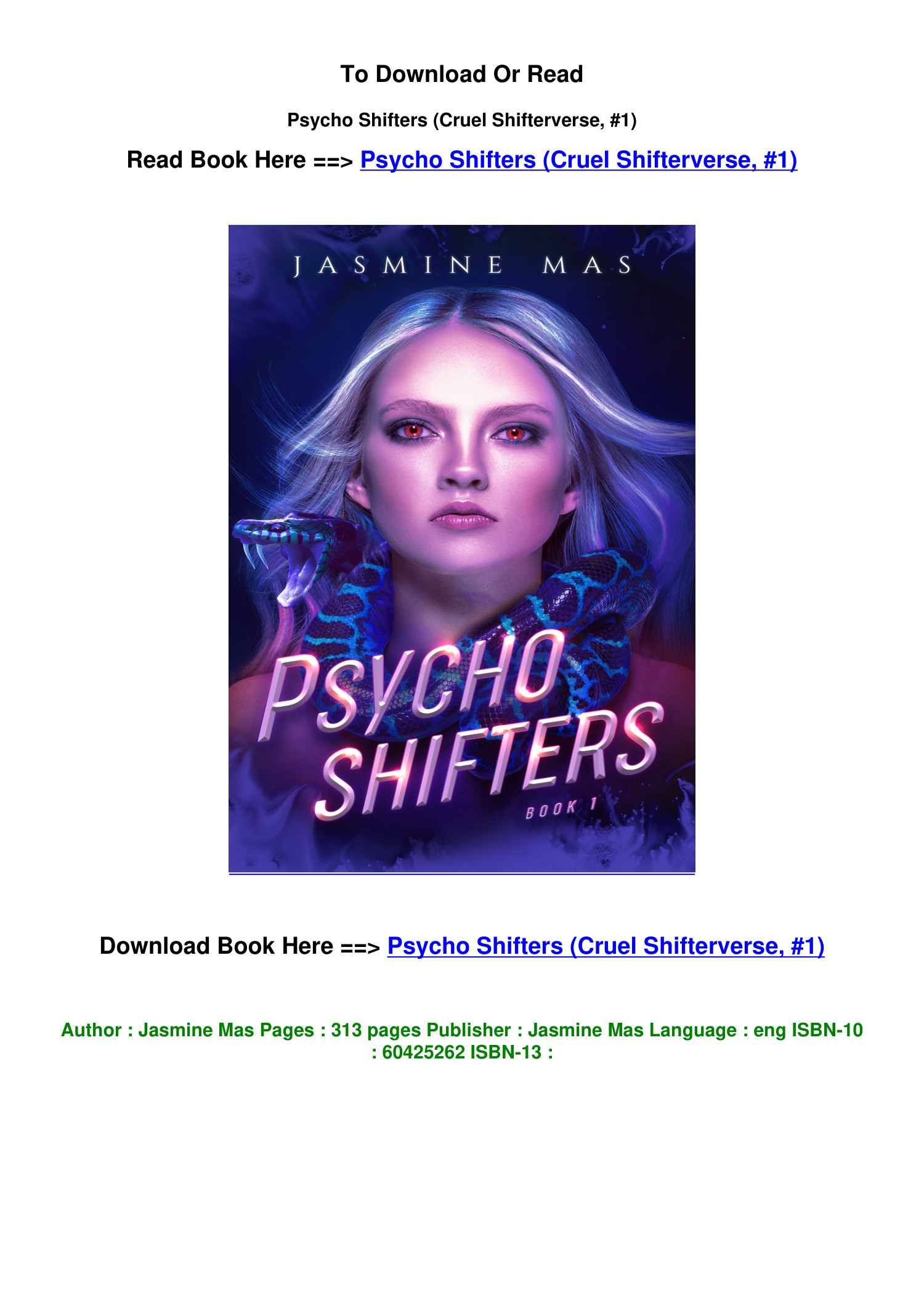 EPUB download Psycho Shifters Cruel Shifterverse 1 By Jasmine Mas.pdf | DocDroid
