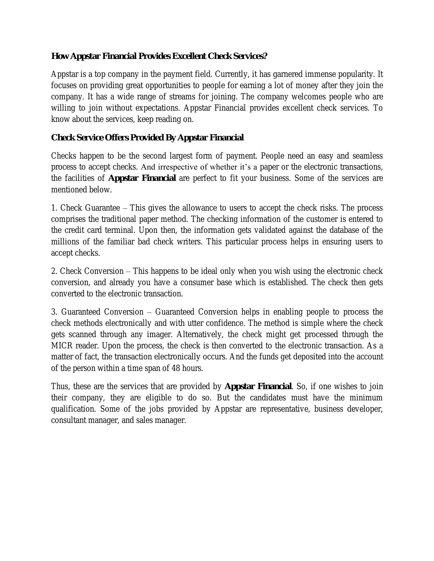 How Appstar Financial Provides Excellent Check Services.pdf | DocDroid