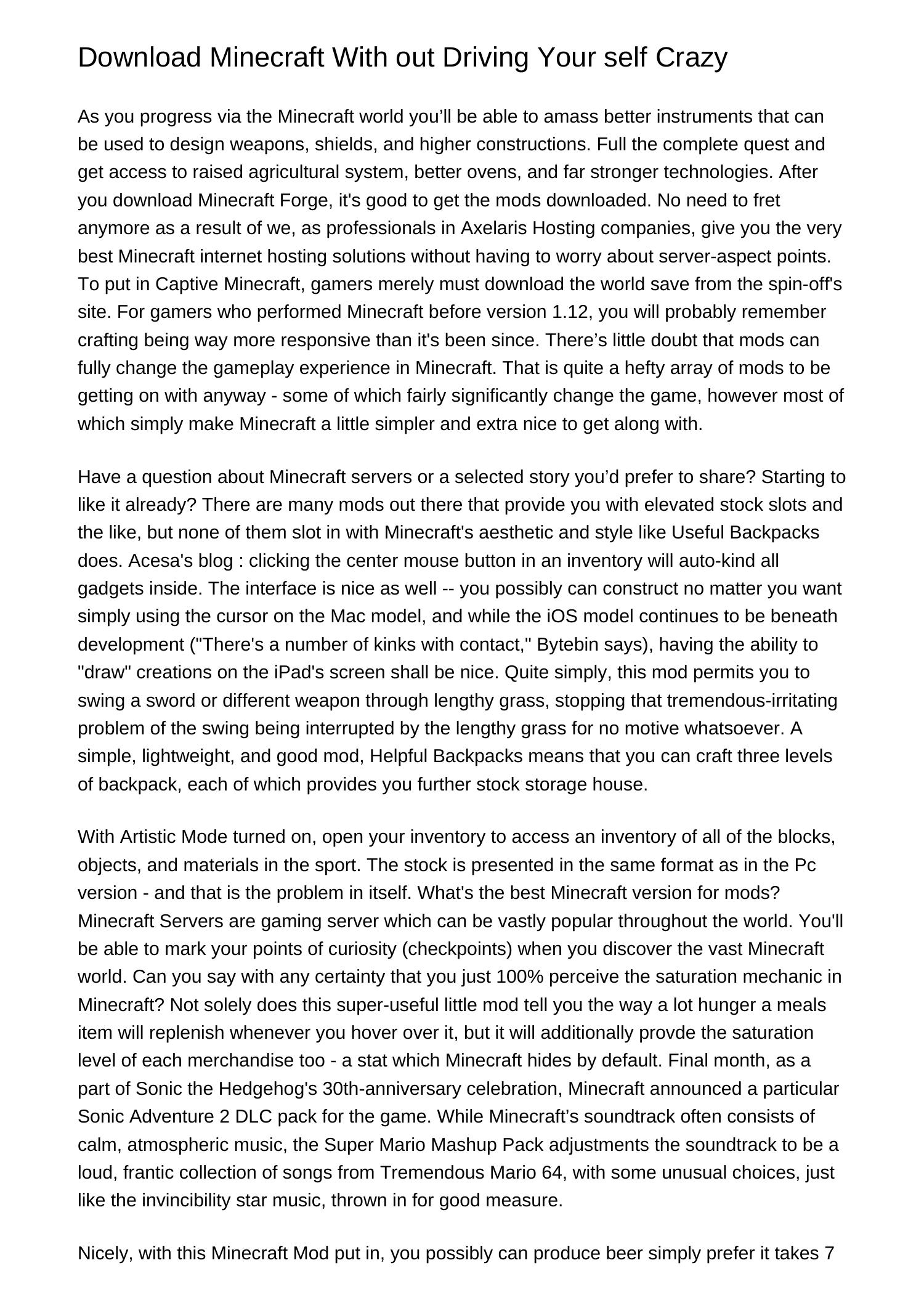 Download Minecraft Without Driving Yourself Crazyqmlmc.pdf.pdf | DocDroid