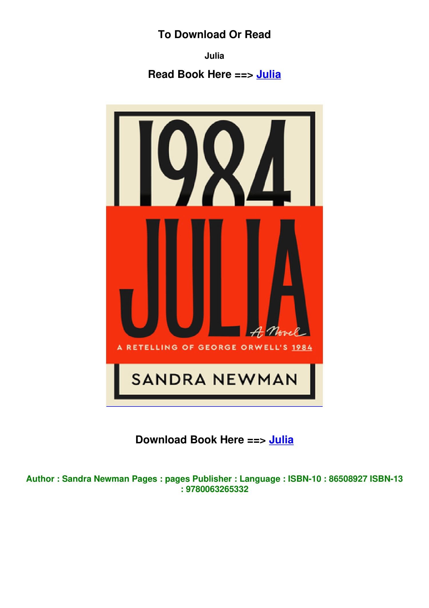 Pdf DOWNLOAD Julia by Sandra Newman.pdf | DocDroid