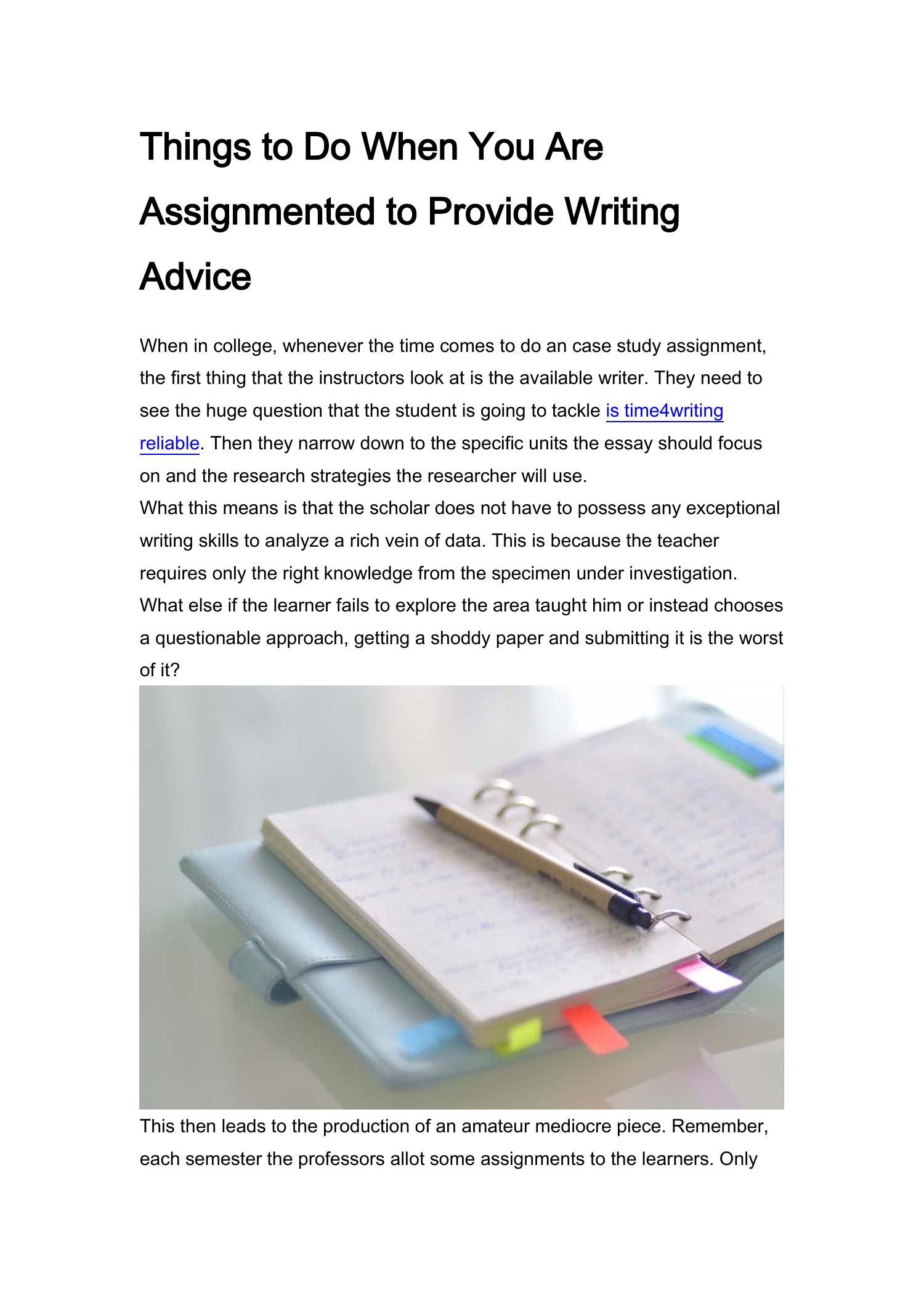 Things to Do When You Are Assignmented to Provide Writing Advice.doc ...