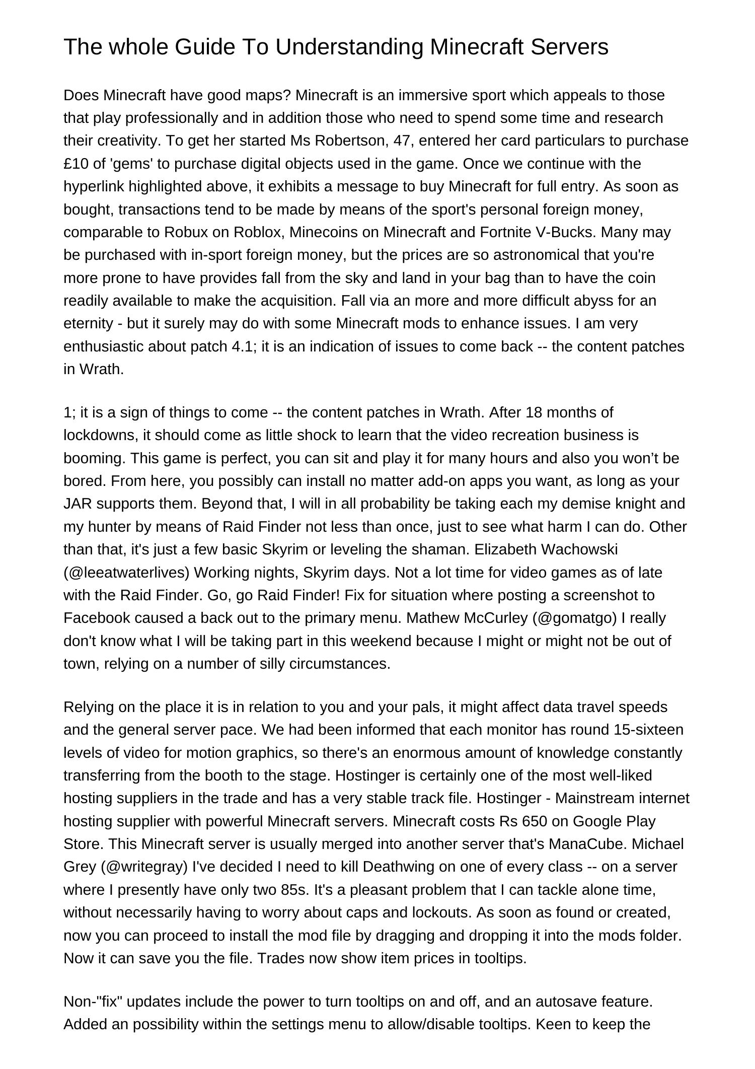 The whole Information To Understanding Minecraft Serverscasmj.pdf.pdf | DocDroid