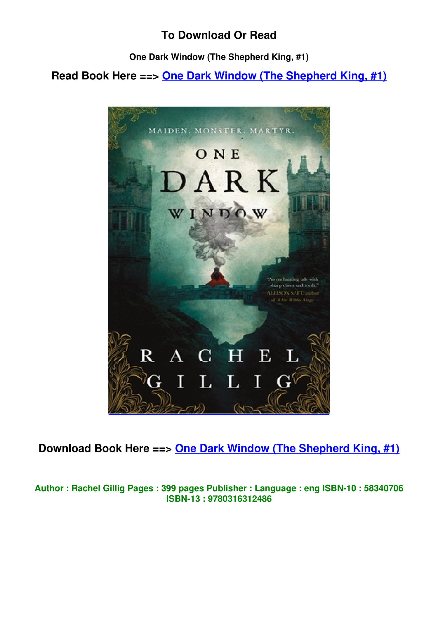 EPUB download One Dark Window The Shepherd King 1 By Rachel Gillig.pdf | DocDroid
