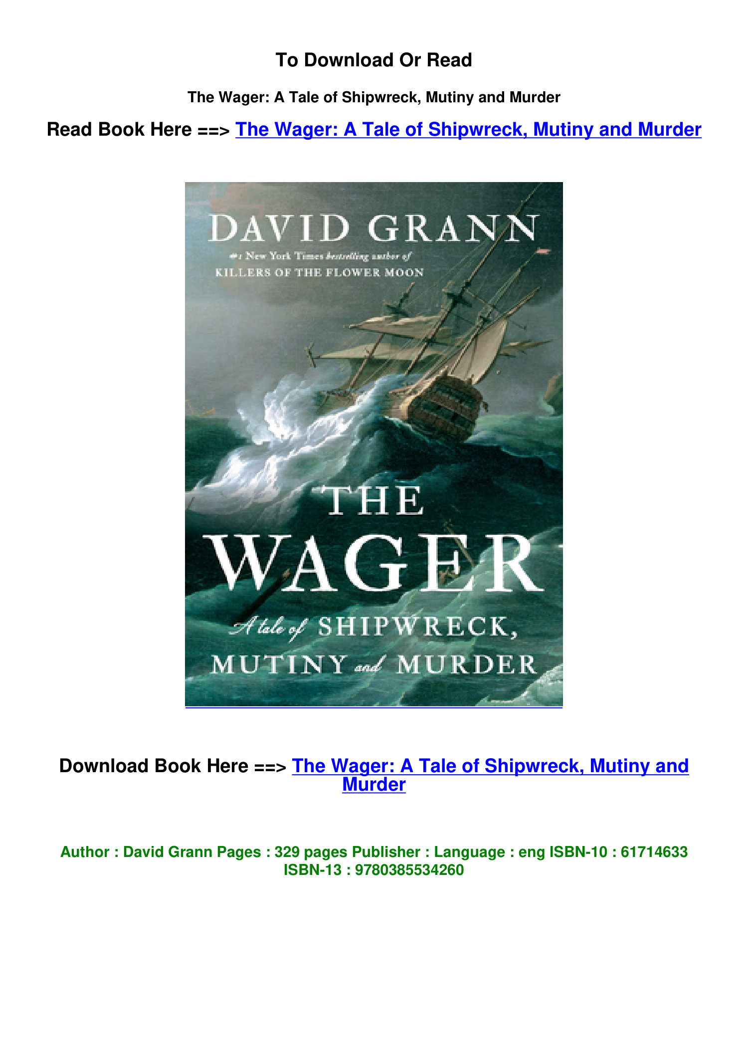 Download EPub The Wager A Tale of Shipwreck Mutiny and Murder by David Grann.pdf | DocDroid