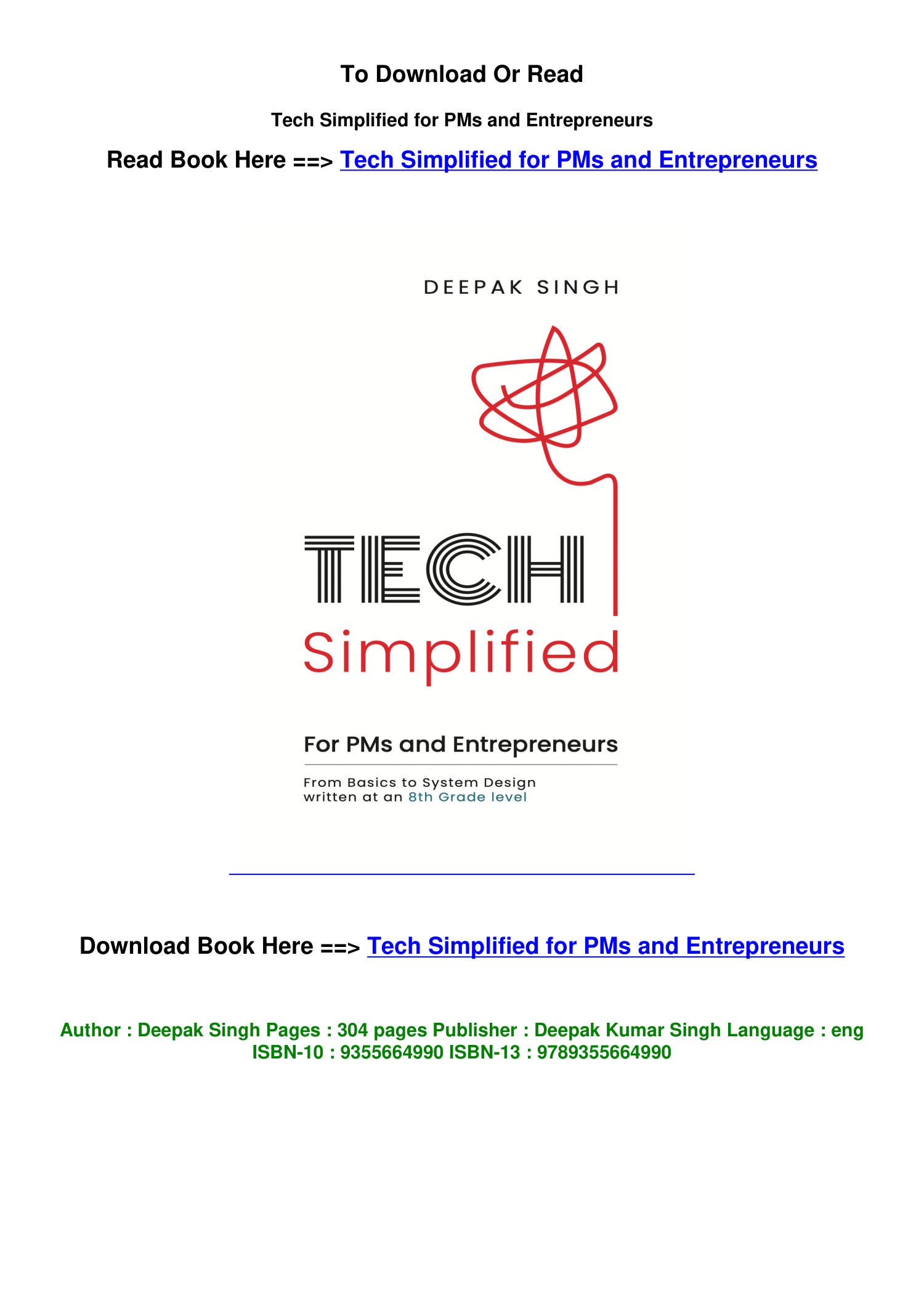 DOWNLOAD EPub Tech Simplified for PMs and Entrepreneurs by Deepak Singh.pdf | DocDroid
