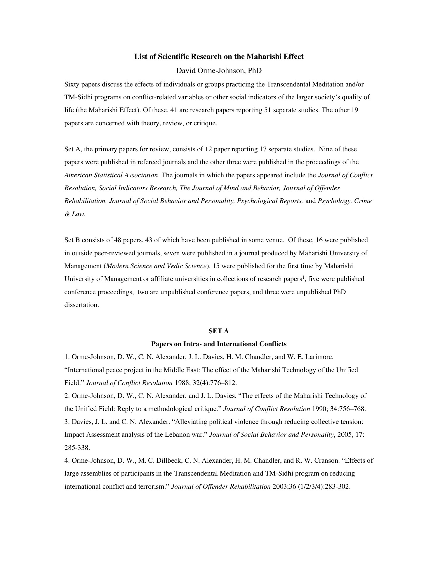 TM Meditation Related Experiments.docx | DocDroid