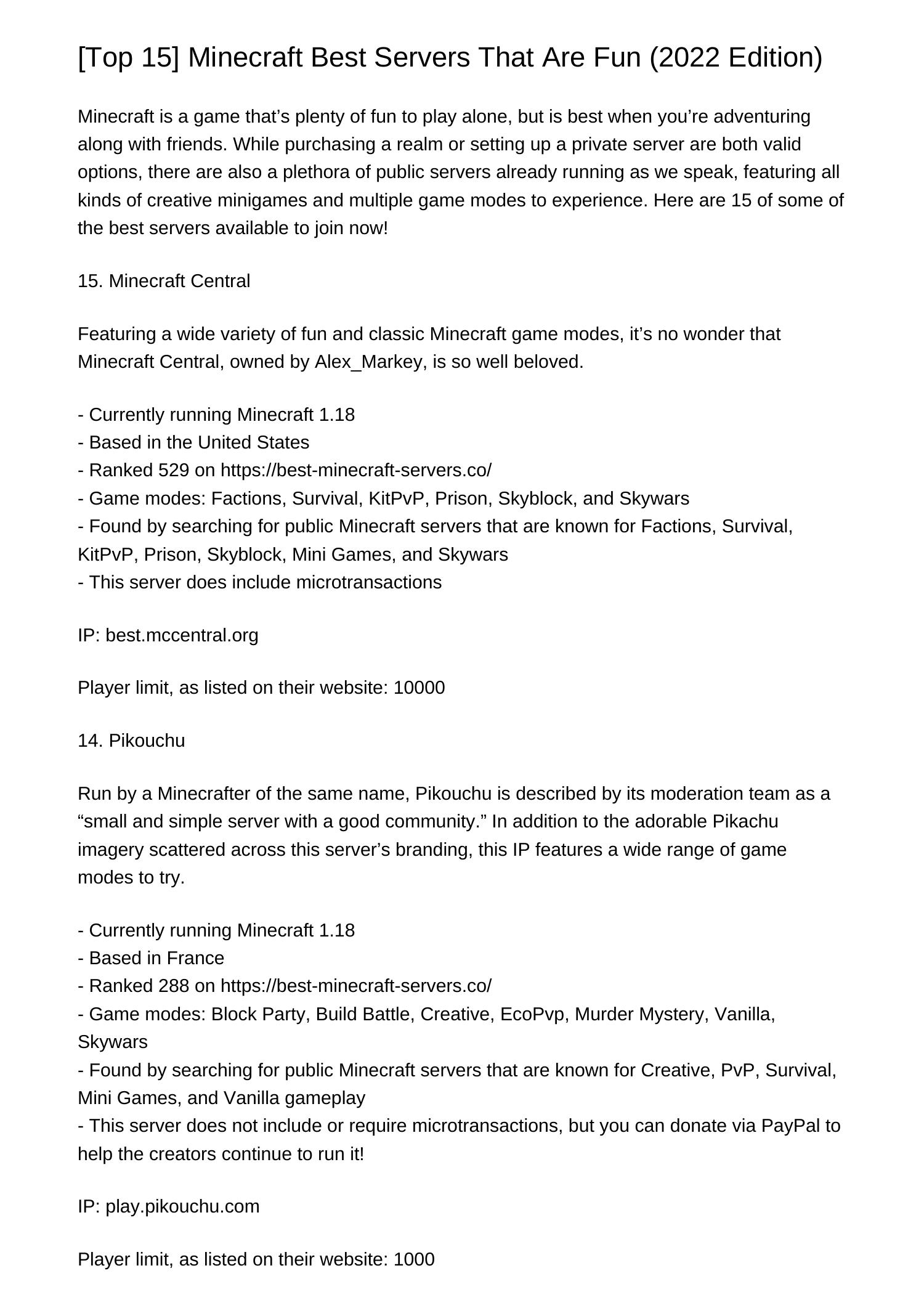 Top 15 Minecraft Best Servers That Are Fun 2022 Editiongkyen.pdf.pdf ...