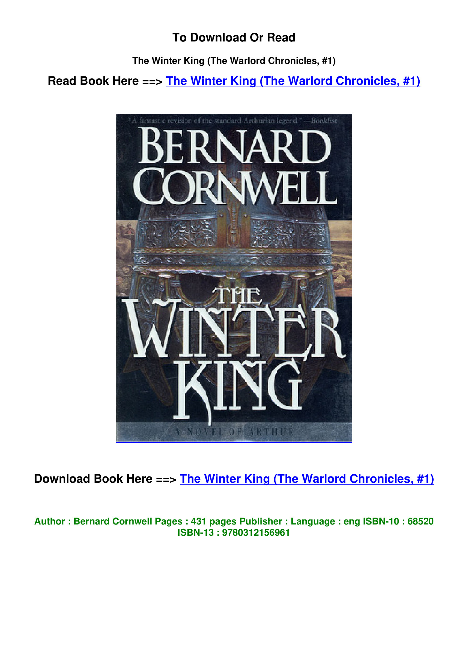 Download EPub The Winter King The Warlord Chronicles 1 By Bernard Cornwell.pdf | DocDroid