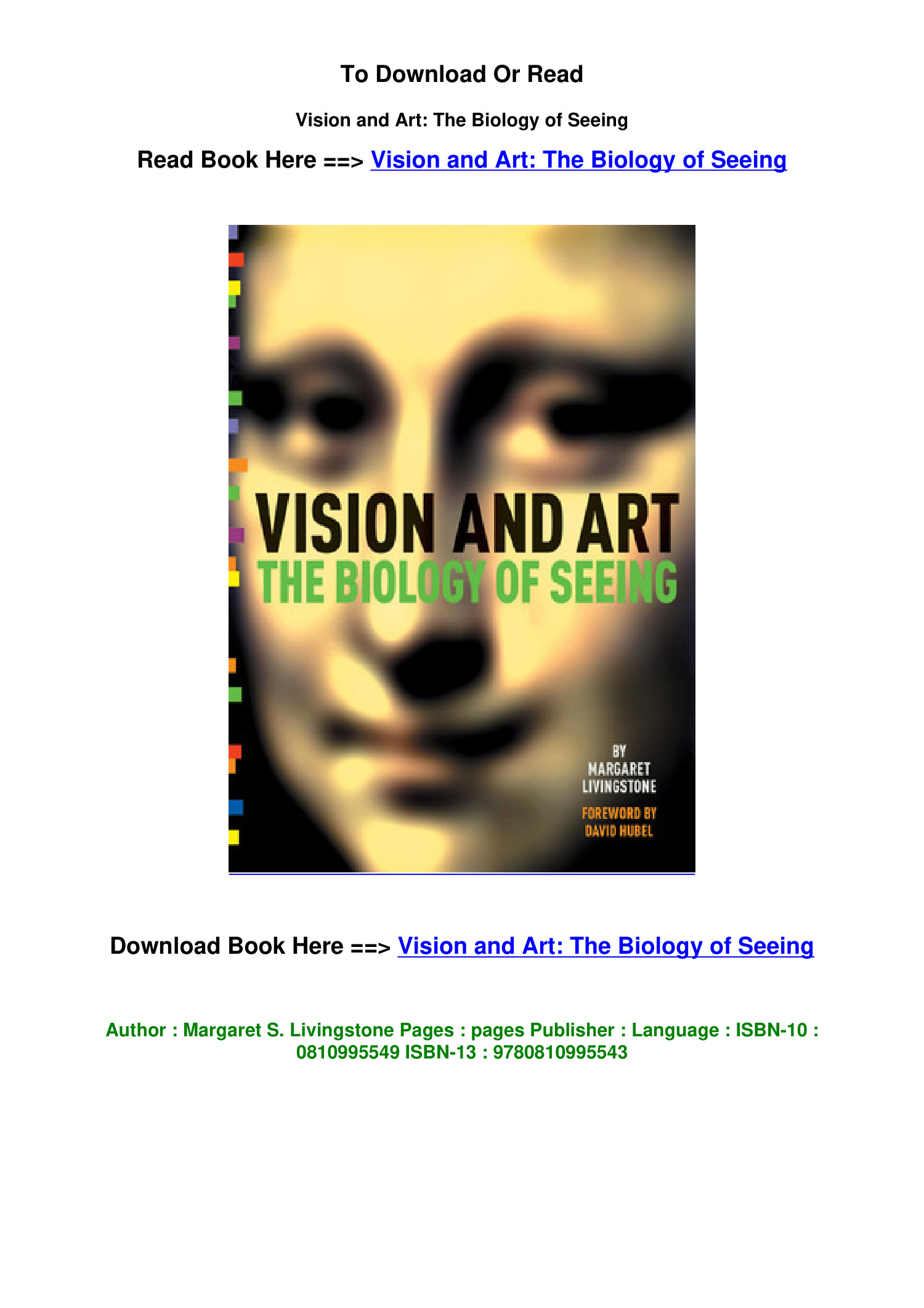Pdf download Vision and Art The Biology of Seeing BY Margaret S ...