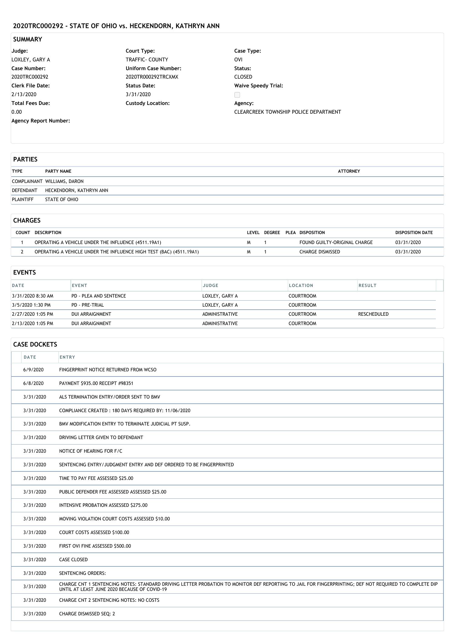 Kathryn Heckendorn - STATE OF OHIO vs. HECKENDORN, KATHRYN ANN.pdf ...