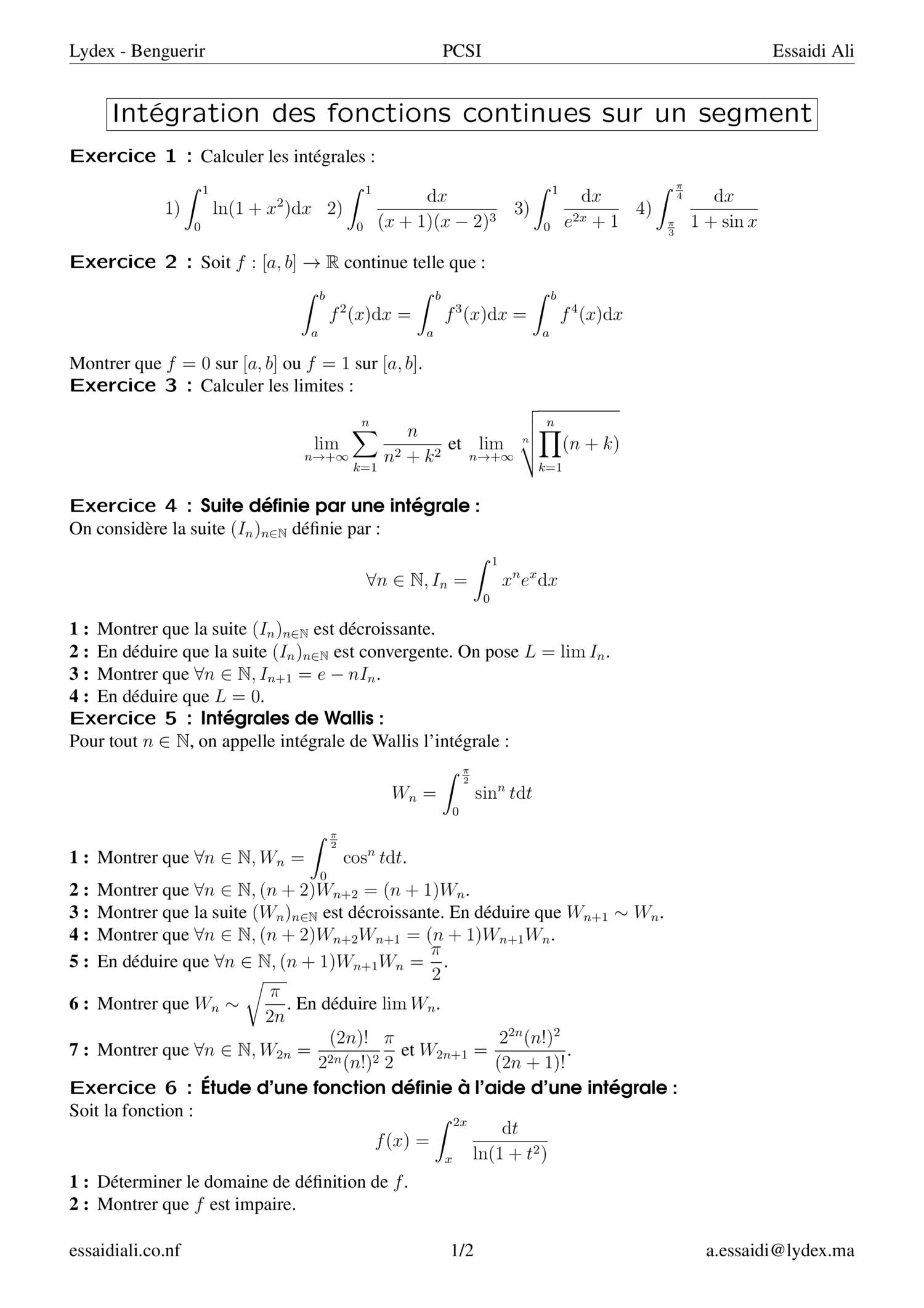 TD - Intégration des fonctions continues sur un segment.pdf | DocDroid