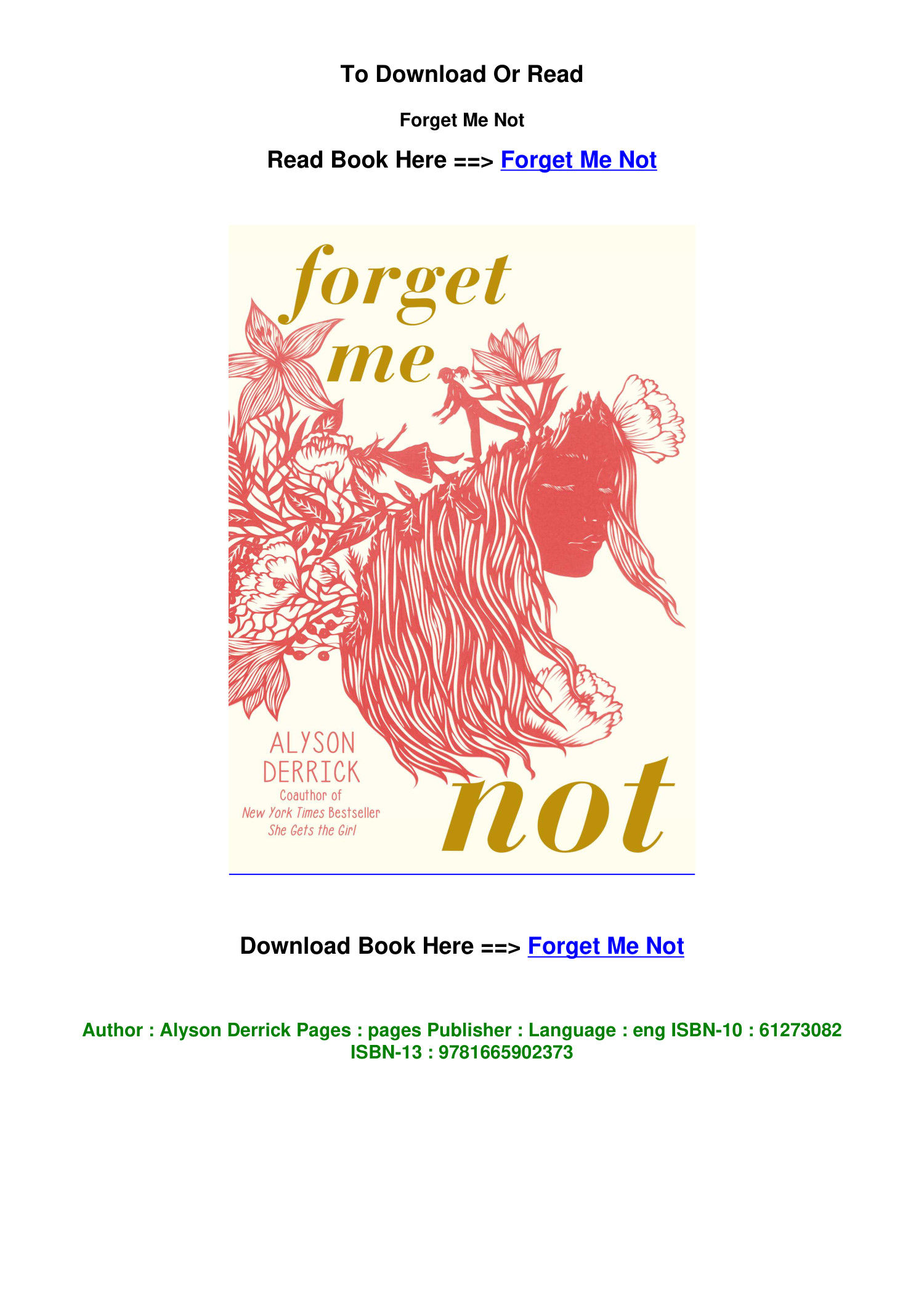 download pdf Forget Me Not By Alyson Derrick.pdf | DocDroid