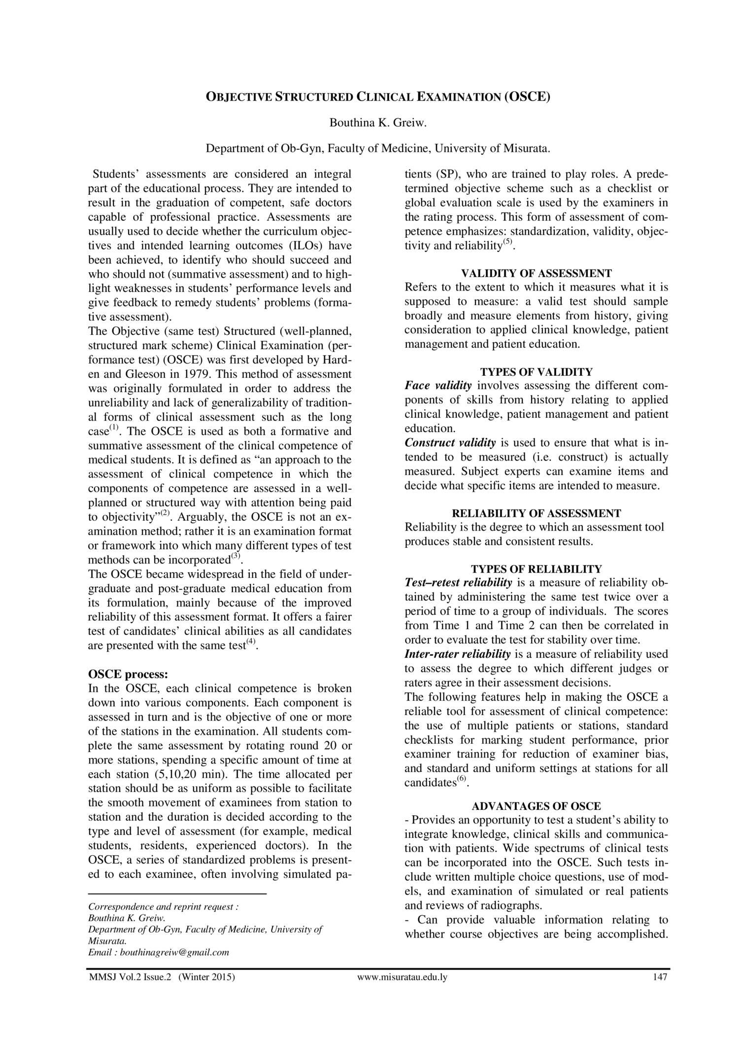 Objective Structured Clinical Examination by Bouthina K. Greiw.pdf ...